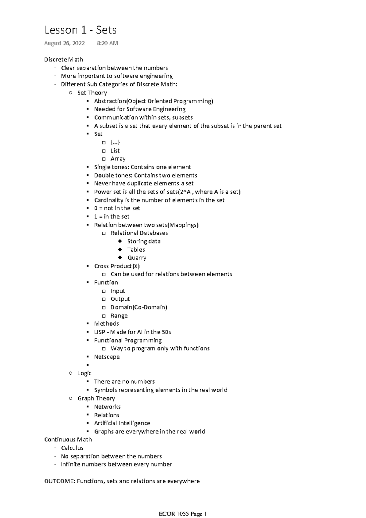 Lesson 1 - Sets - Discrete Math - Clear separation between the numbers ...