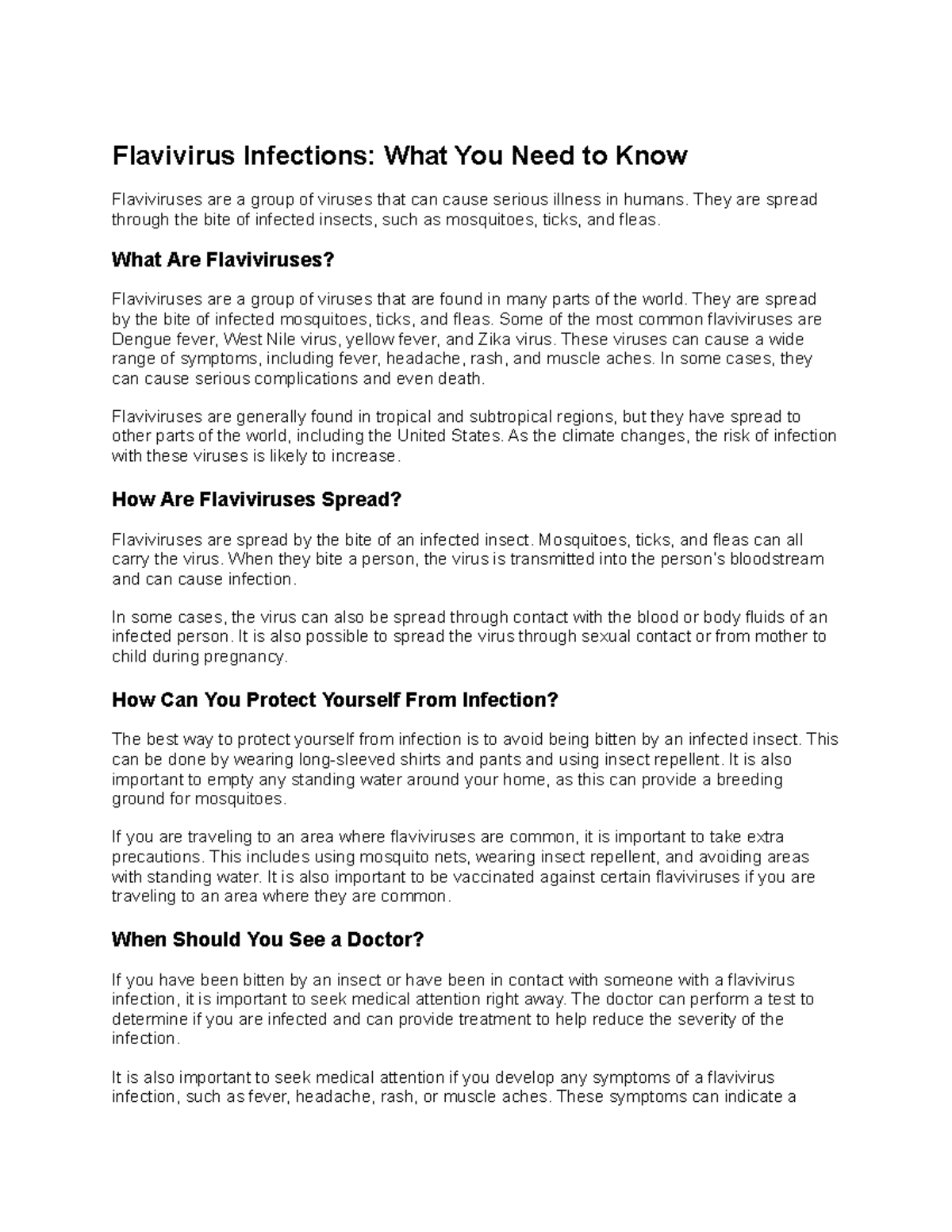 Flavivirus Infections What You Need to Know - Flavivirus Infections ...