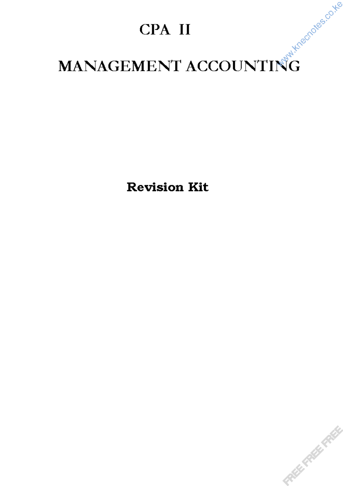 Management- Accounting - Revision Kit CPA II MANAGEMENT ACCOUNTING ...