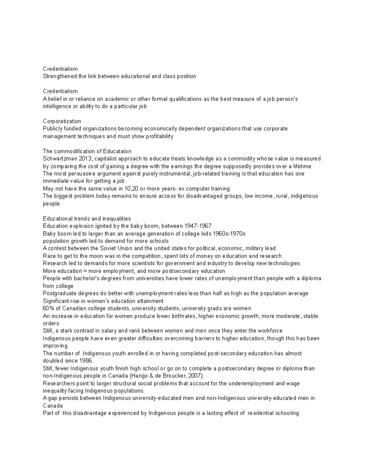 Human rights week 7 - Credentialism Strengthened the link between ...