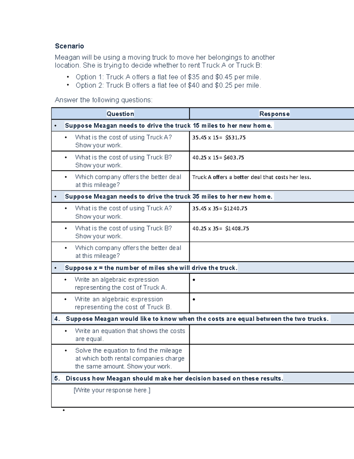 WK07 Linear Equations Worksheet-1 - Scenario Meagan will be using a ...