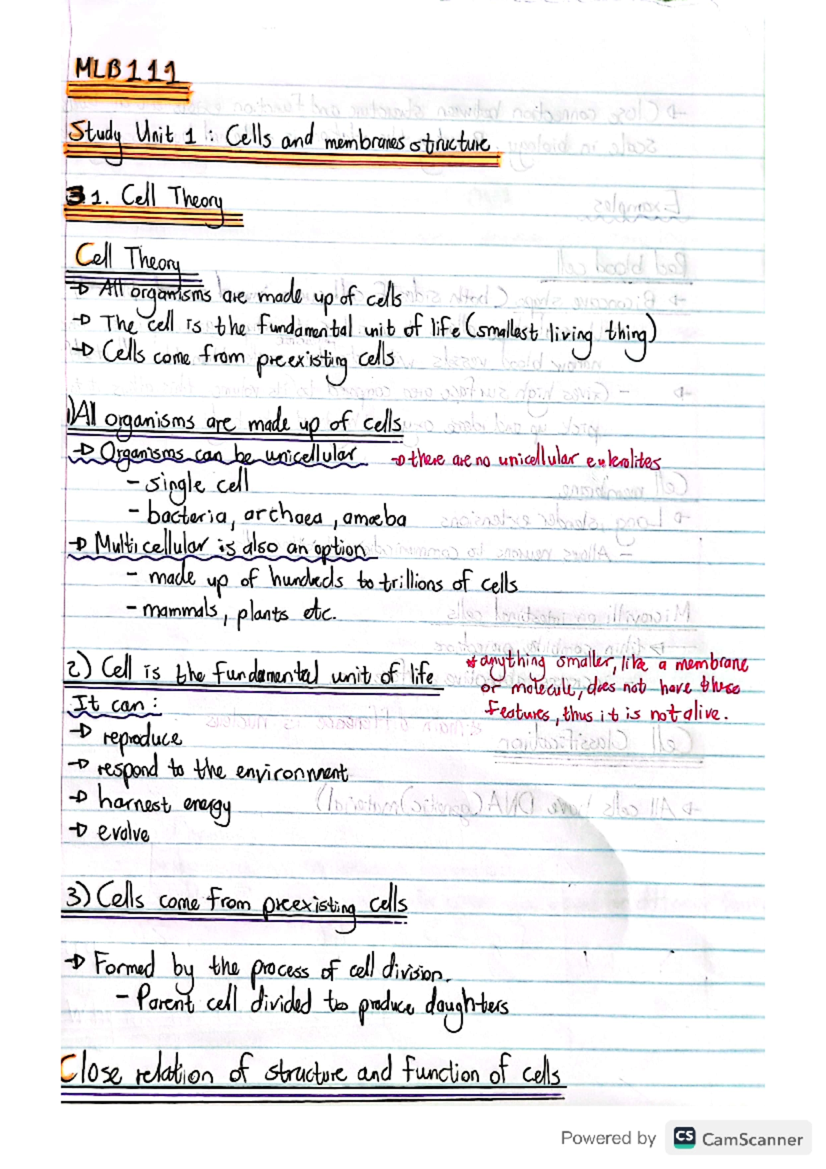 MLB111 Unit1 Notes - Summary Molecular and cell biology - MLB 111 ...