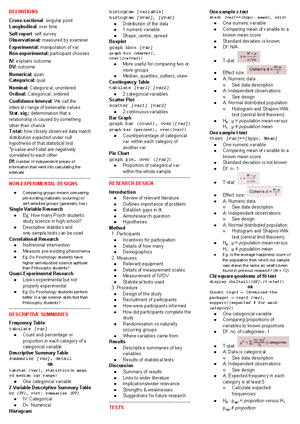 Exam Cheat Sheet - STAT1103 - MQ - Studocu