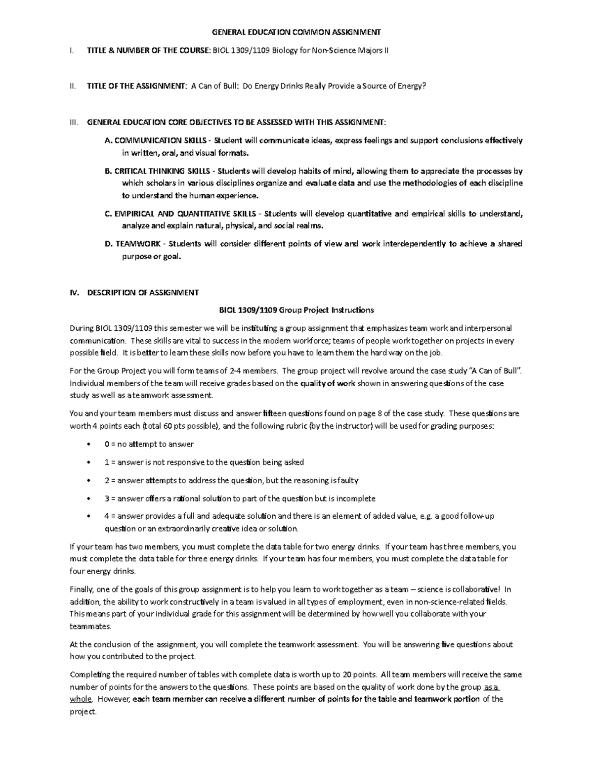 Gen Ed Instructions - group project - GENERAL EDUCATION COMMON ...