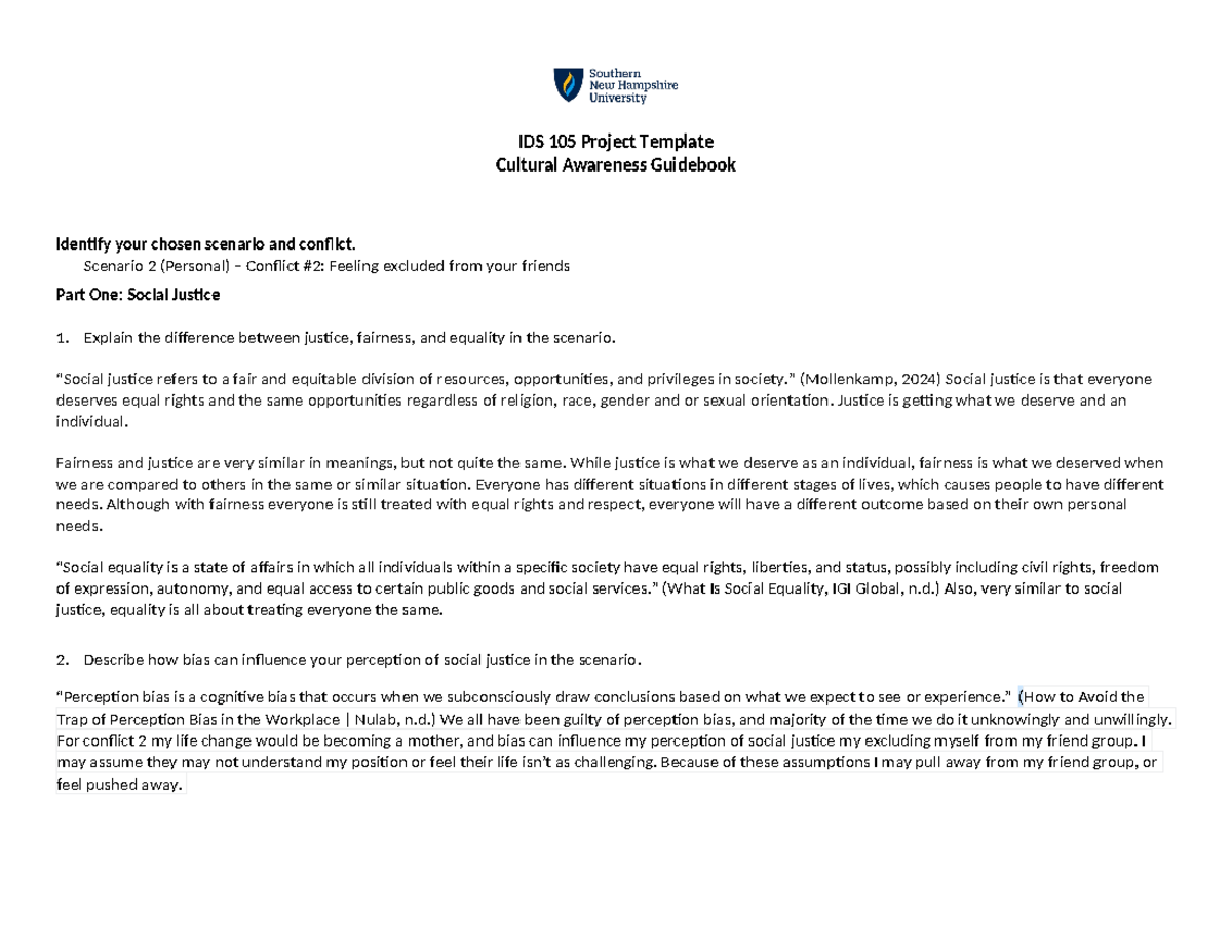 IDS 105 Project Template - IDS 105 Project Template Cultural Awareness ...