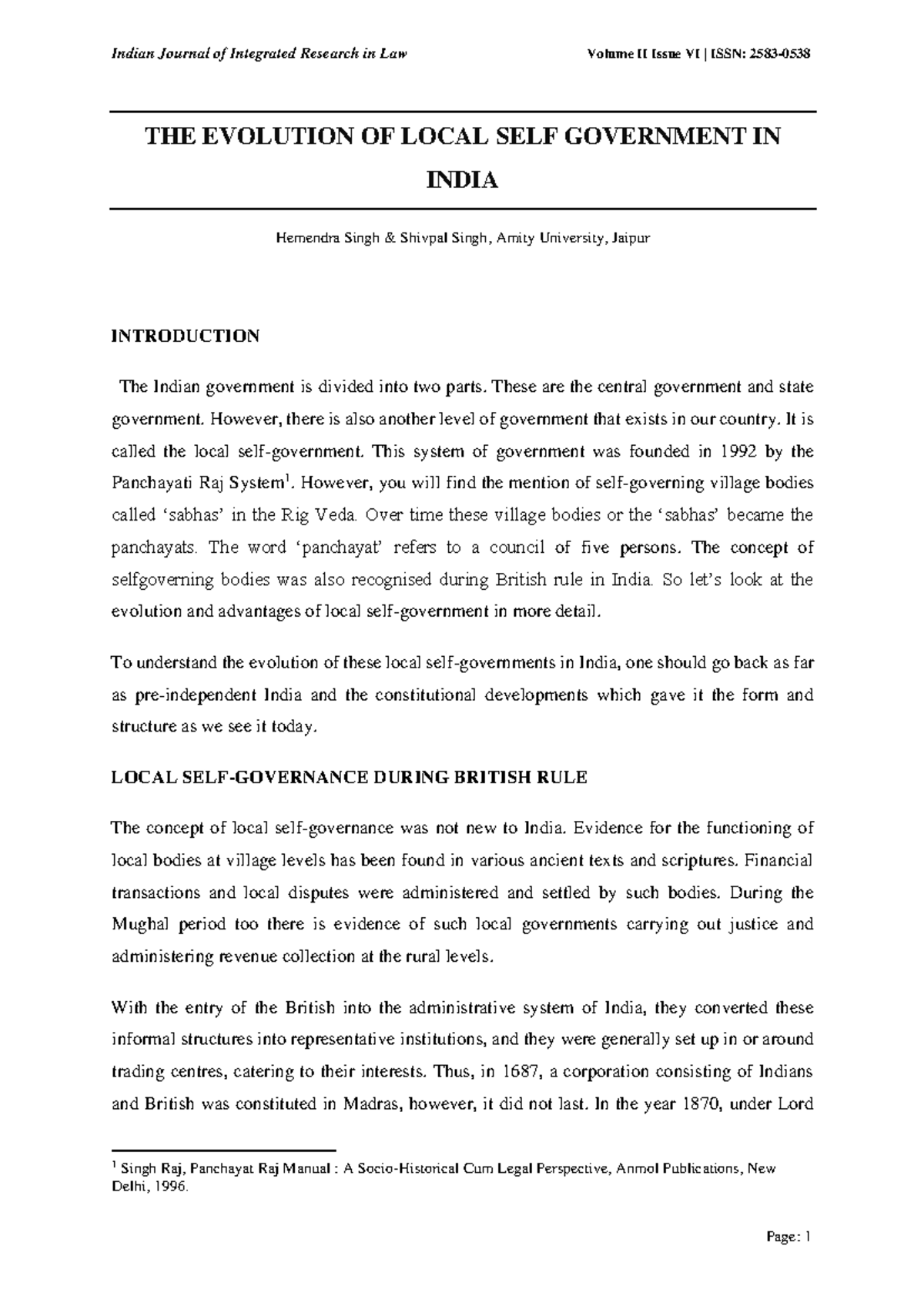 THE- Evolution-OF- Local-SELF- Government-IN- India- ( 240927 203746 ...