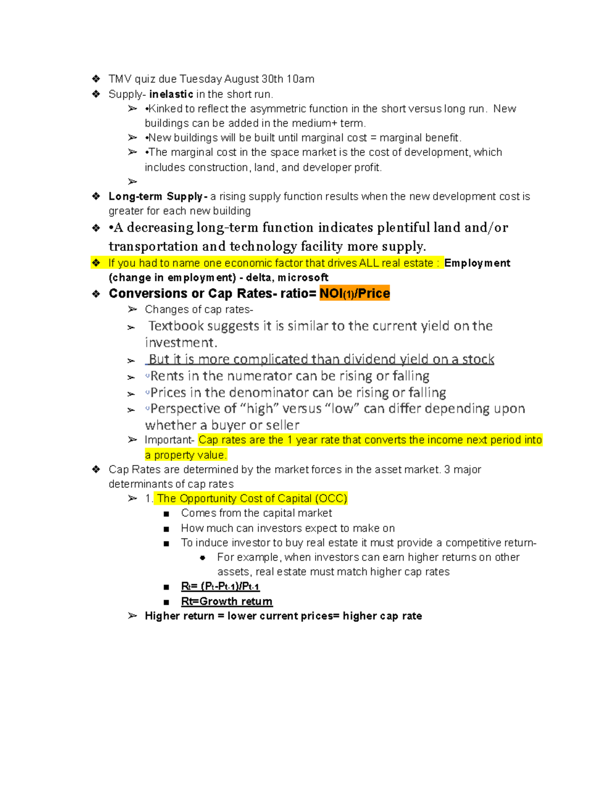 REAL 5090 Investment - TMV quiz due Tuesday August 30th 10am Supply ...