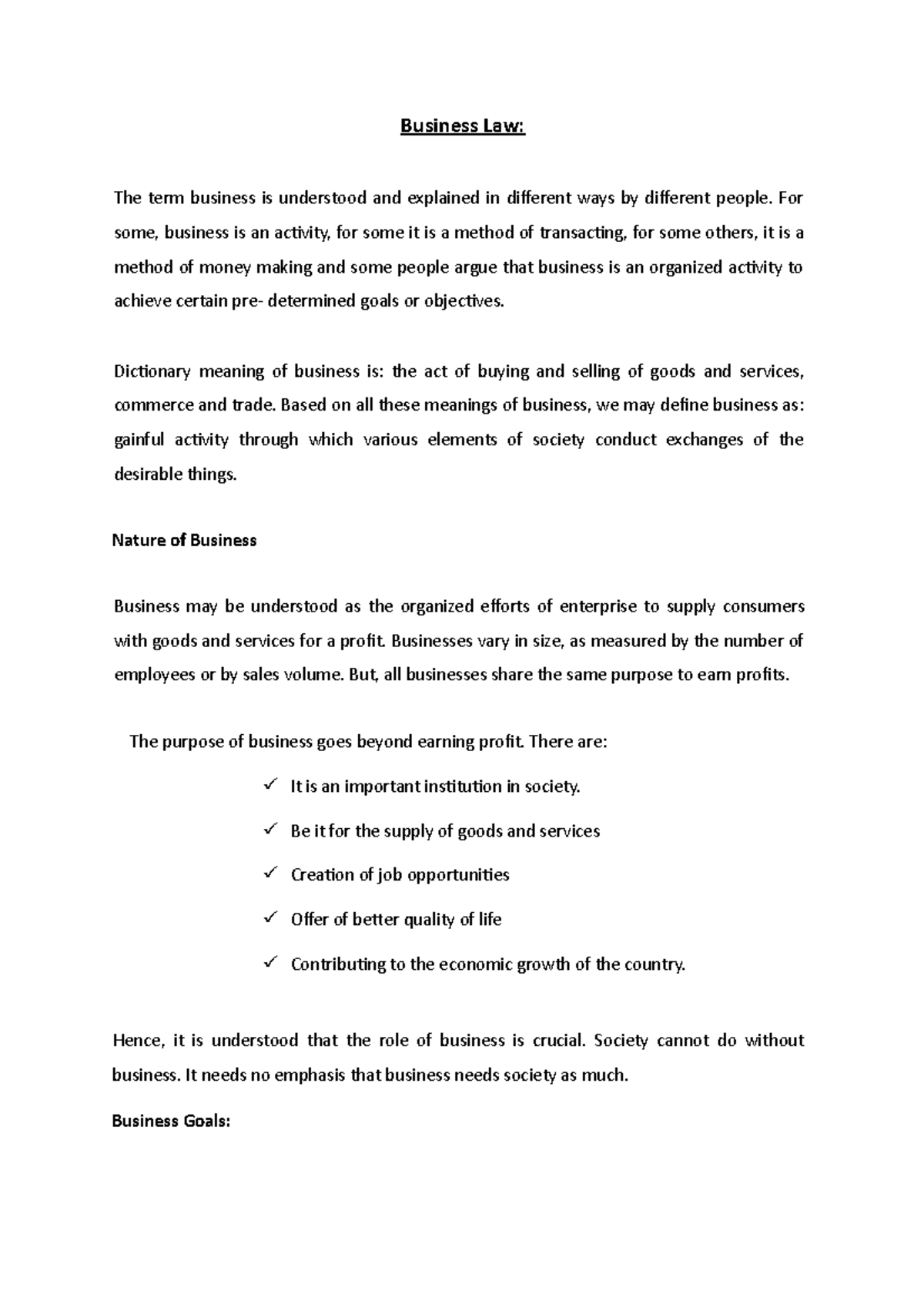 Business law - Business Law: The term business is understood and ...