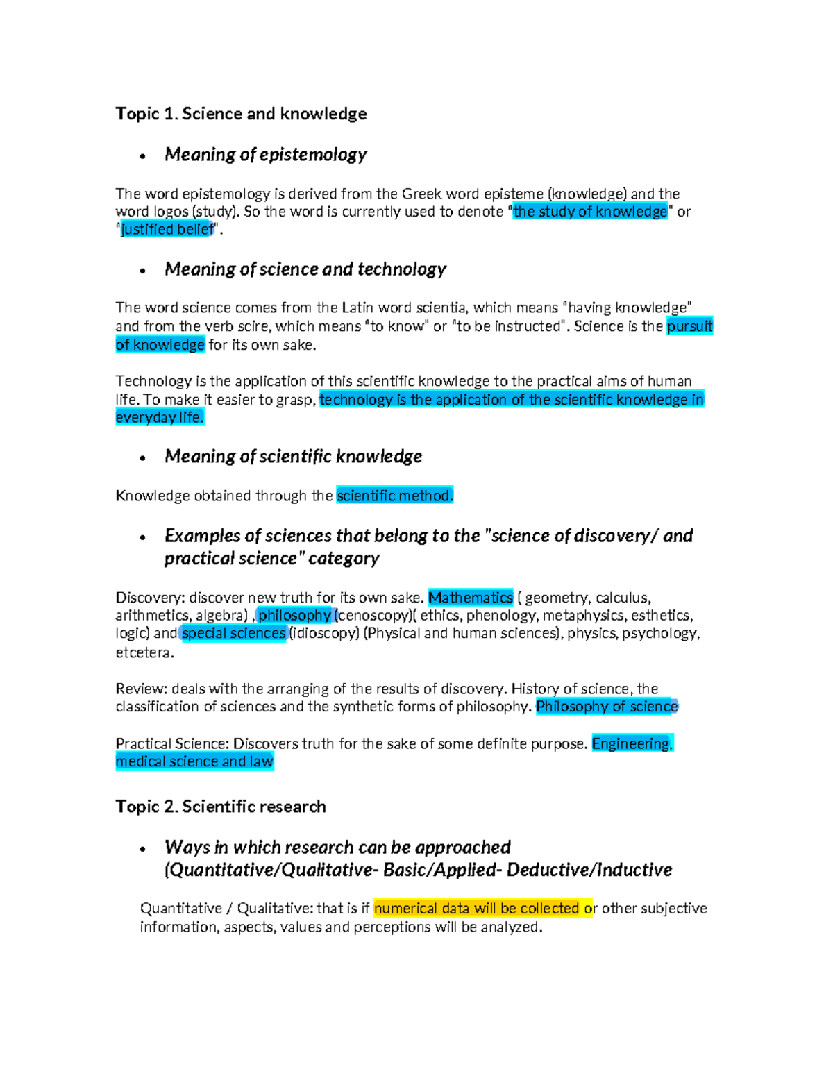 Guide m1 scientific - Prwftica - Topic 1. Science and knowledge Meaning ...