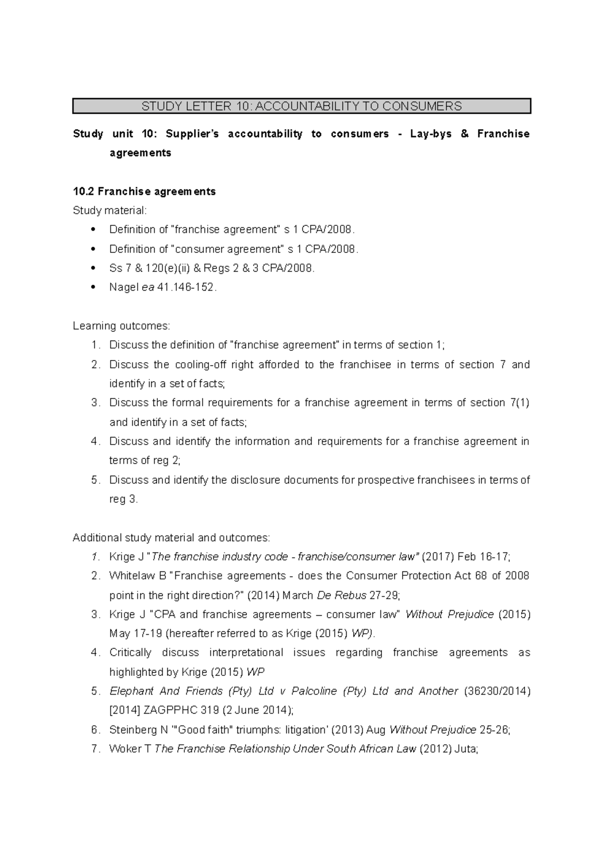 Study Letter 10 - Accountability to Consumers - Part 2 15 - STUDY ...