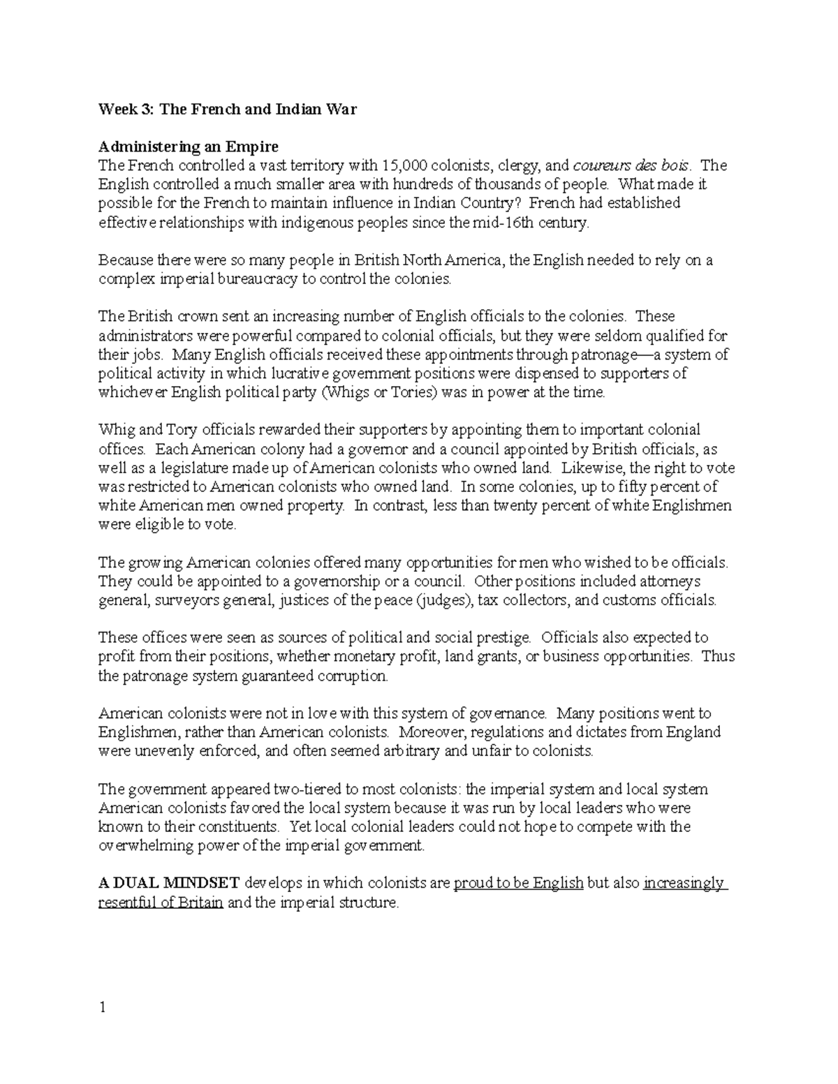 3 French and Indian War - Week 3: The French and Indian War ...