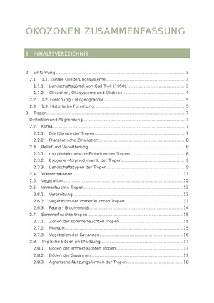 VL 2 Ökozonen der Erde - 2. Tropen 2. Geofaktoren und Gliederung Die ...