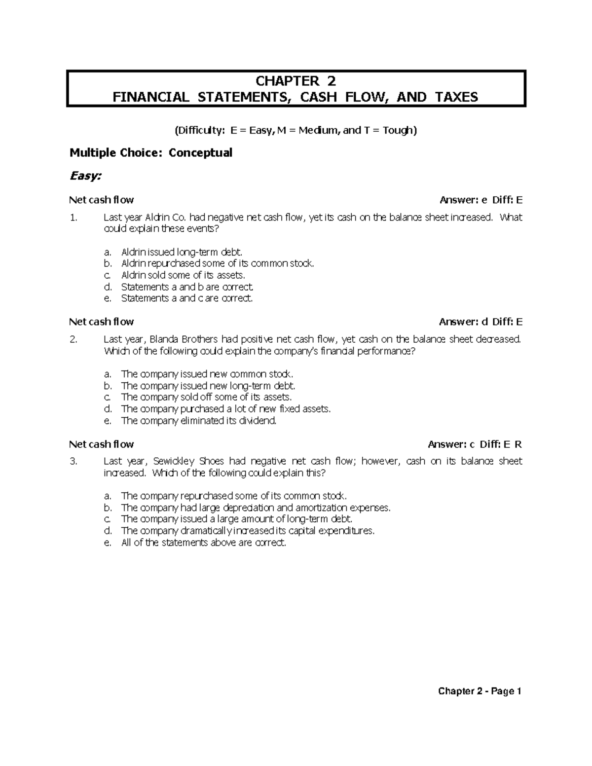 TB Chapter 02 - study well - (Difficulty: E = Easy, M = Medium, and T ...