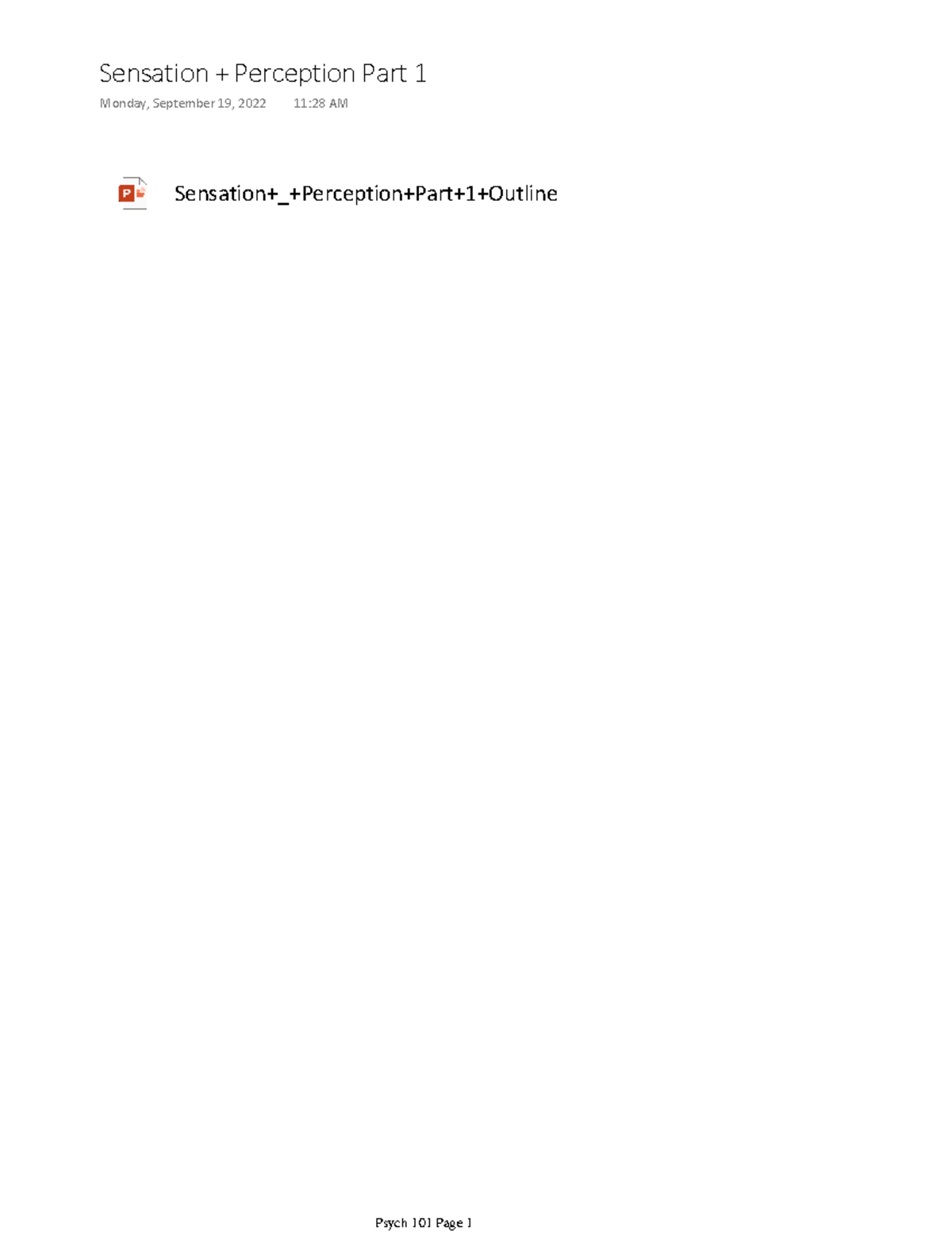 Sensation + Perception Part 1 - Sensation+_+Perception+Part+1+Outline Sensation + Perception ...