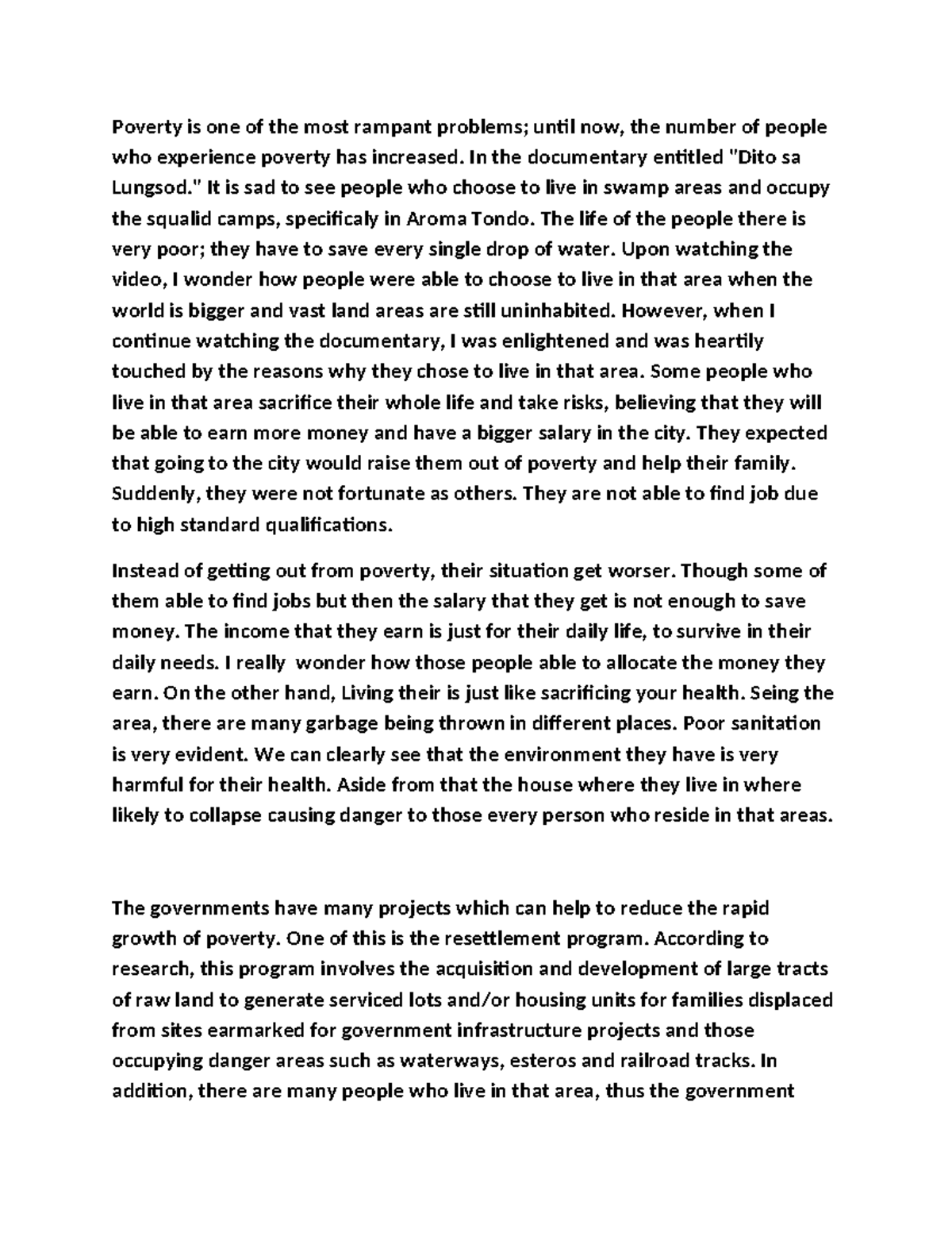 (Soc St Ed 223 ACT) - Poverty is one of the most rampant problems ...