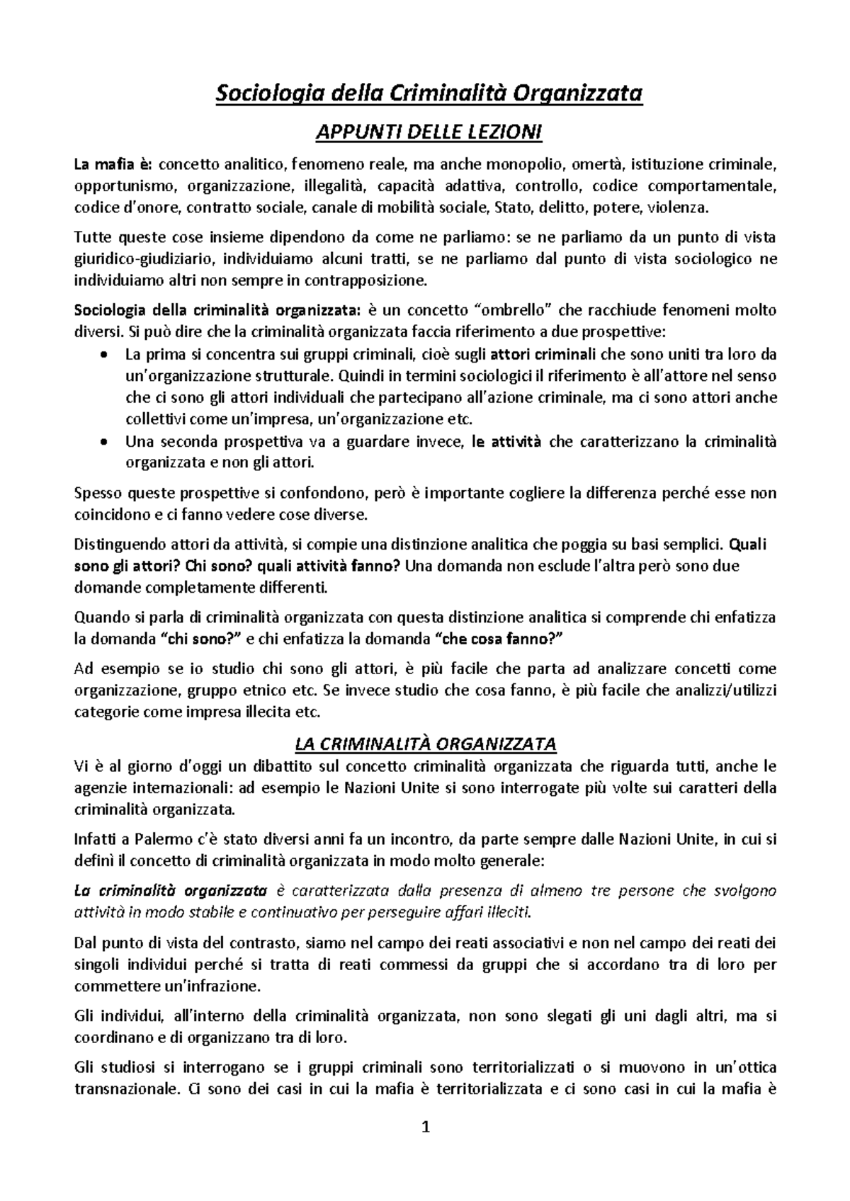 appunti lezione sociologia della criminalità organizzata - Warning: TT: undefined function: 32 ...