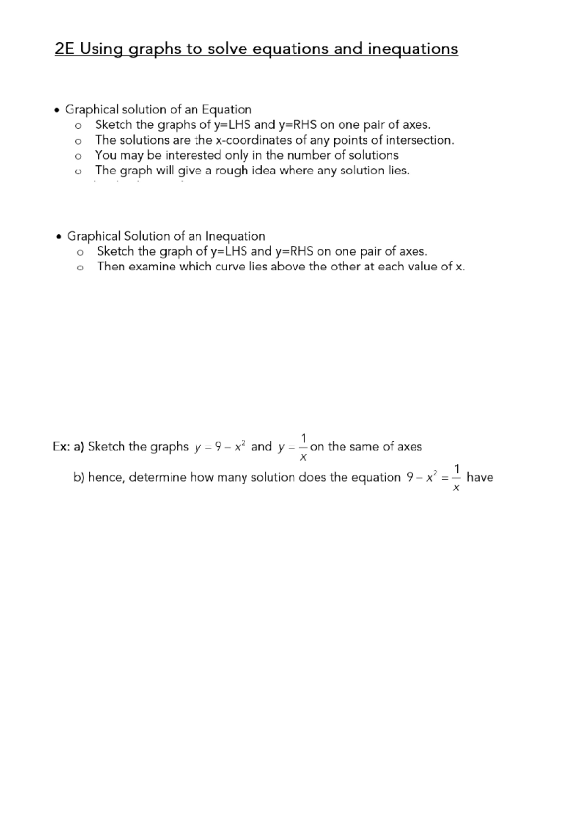 2E Using graphs to solve equations and inequations - Studocu