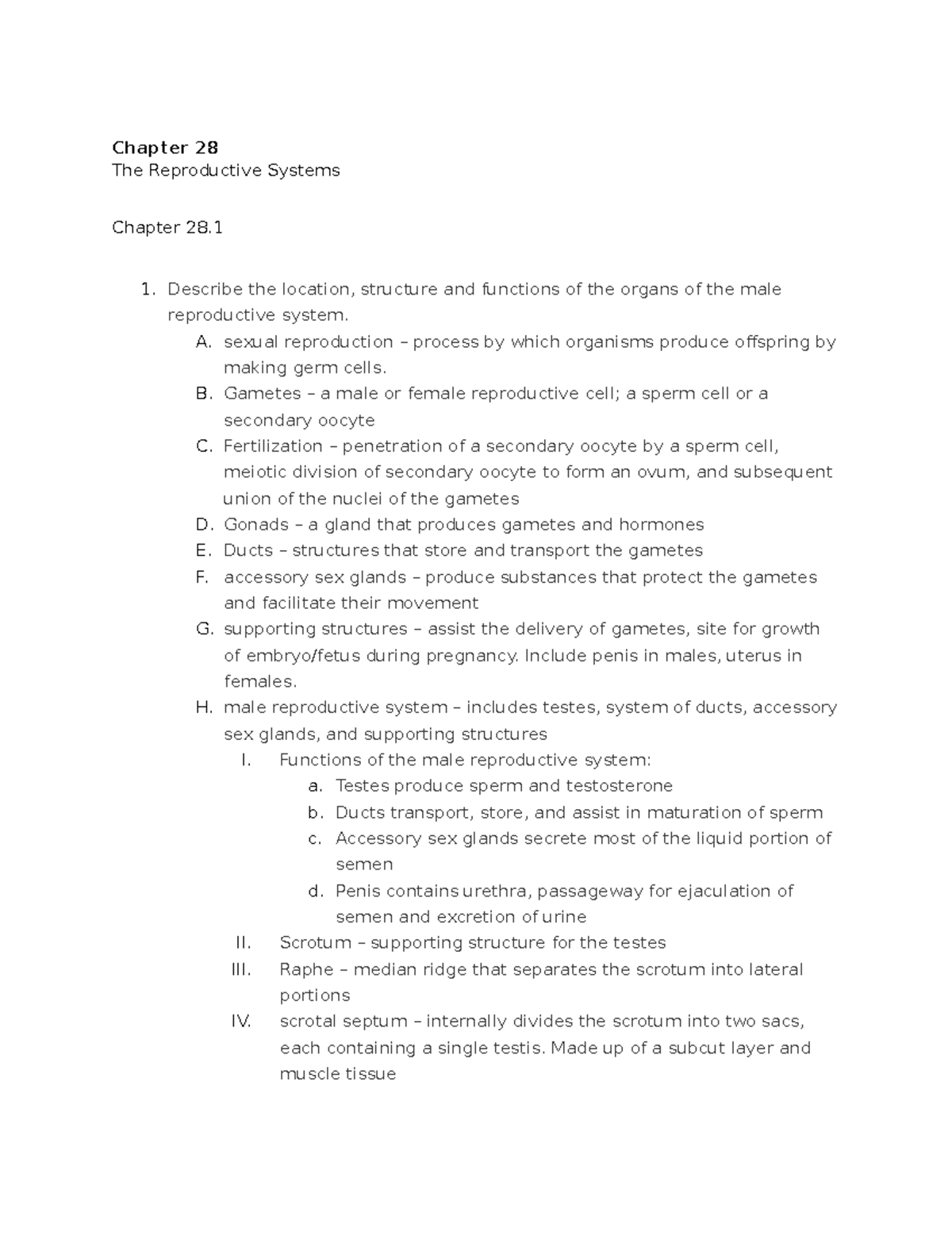 The Reproductive Systems - Chapter 28 The Reproductive Systems Chapter ...
