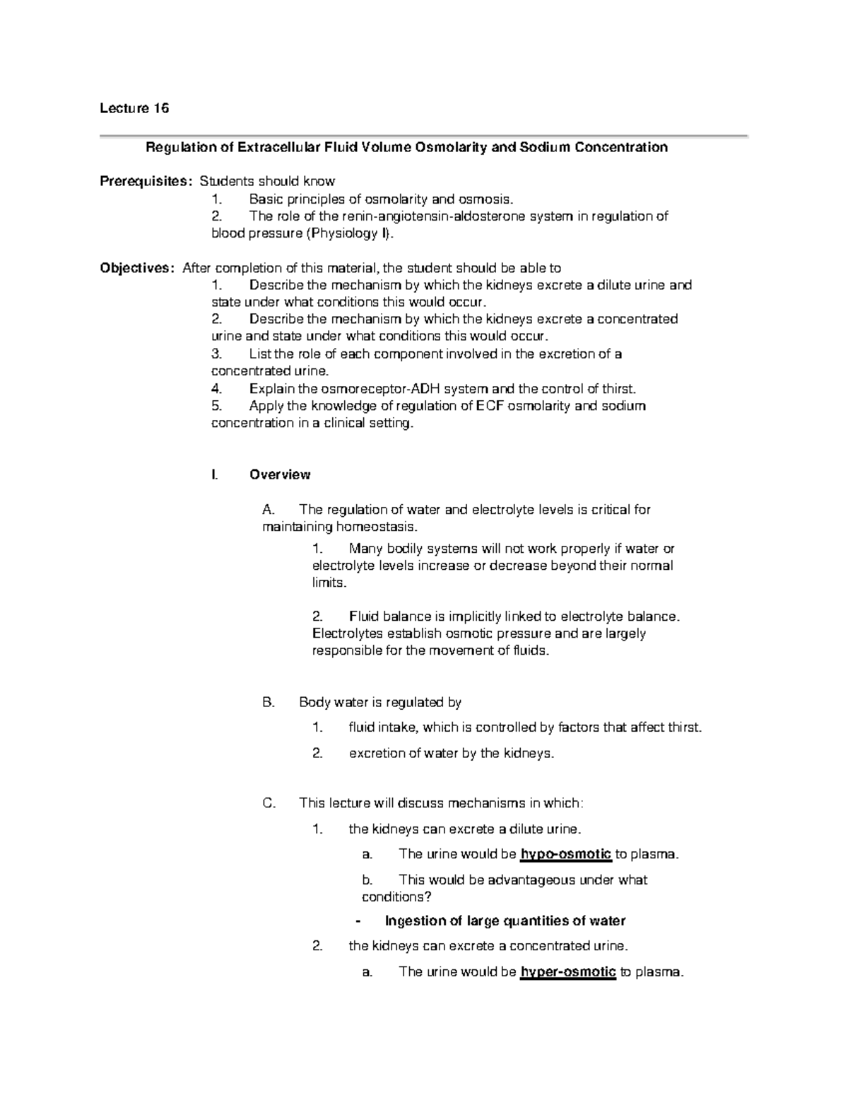 Topic 16 ECF concentration and sodium and water conservation ...