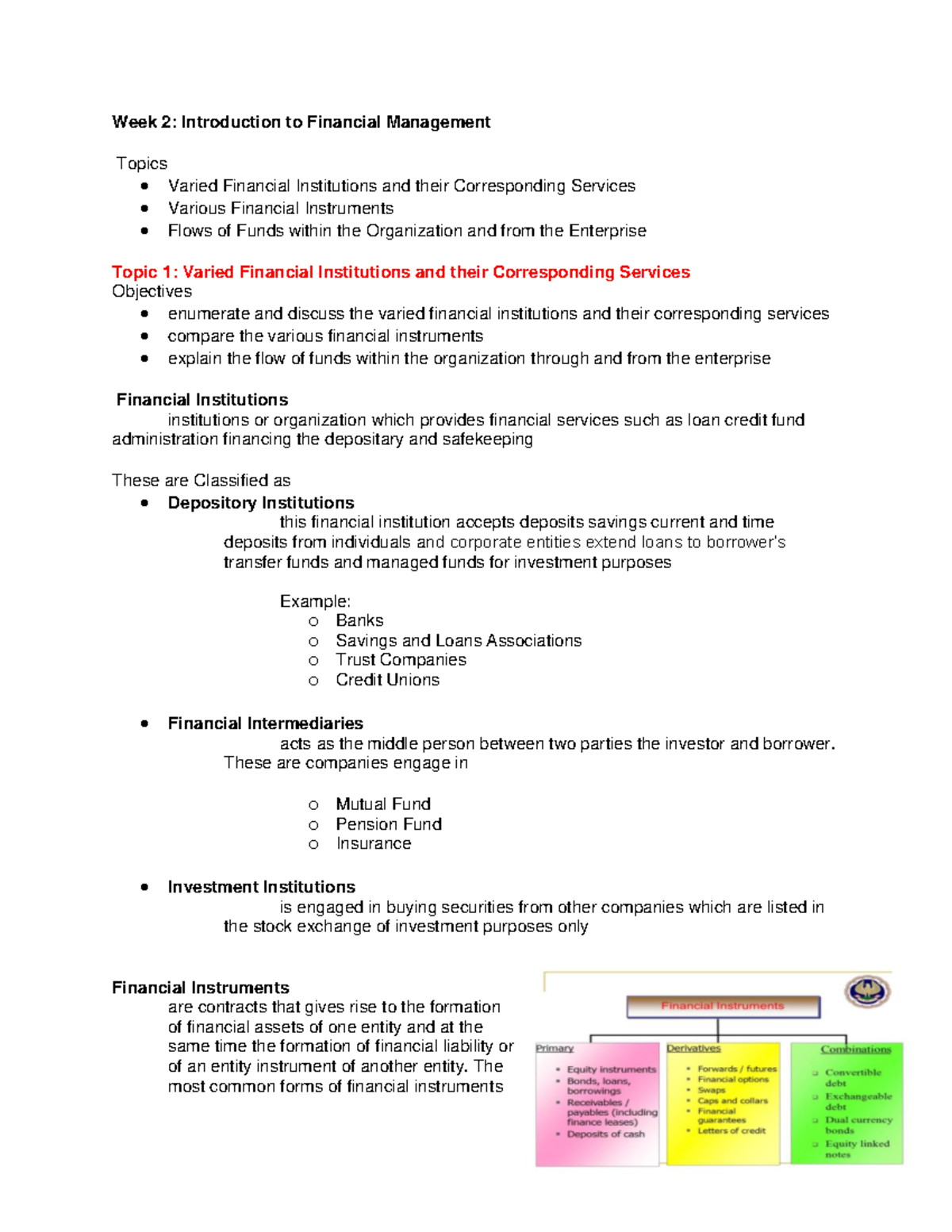 Week-2- Busfin - Notes - Week 2: Introduction to Financial Management ...