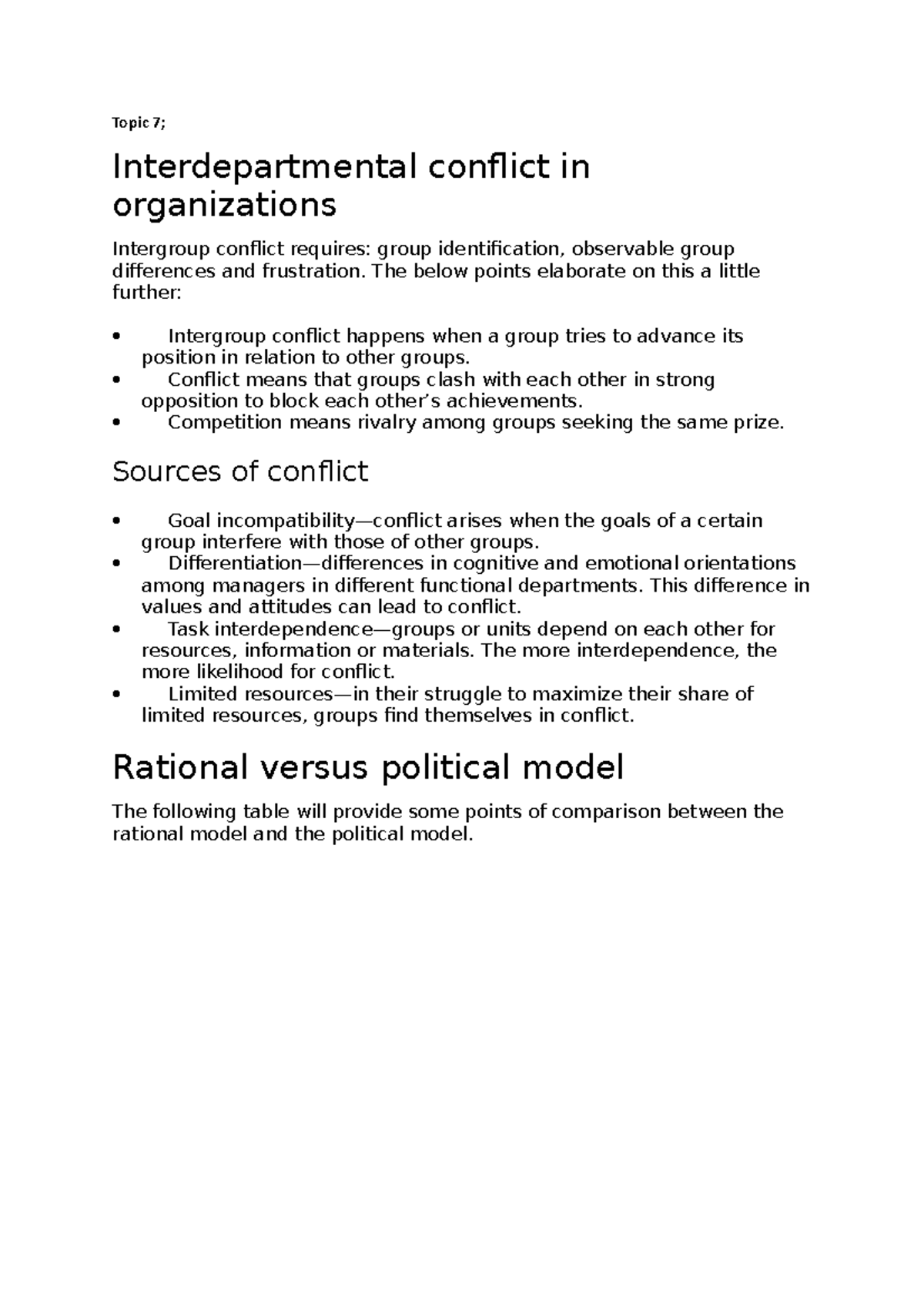 Topic 7 - Organisational design exam prep notes - Topic 7 ...