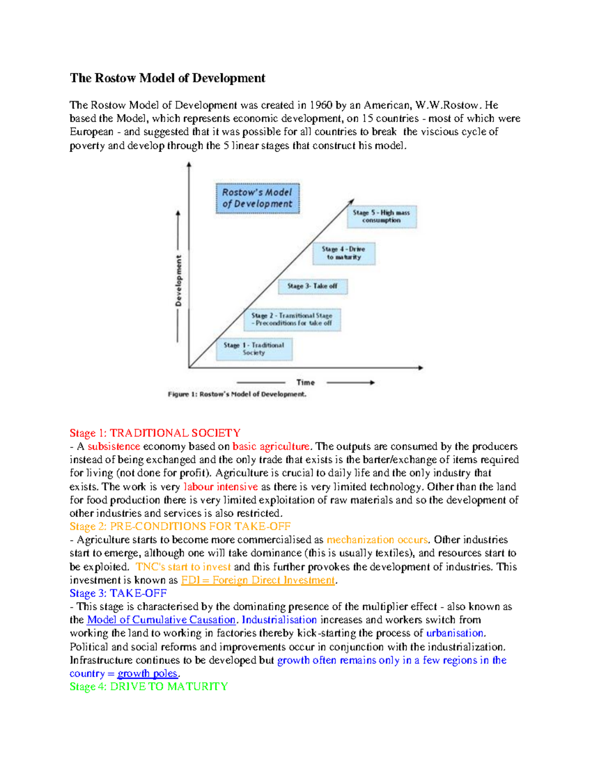 98672165 Rostow s Model - The Rostow Model of Development The Rostow ...