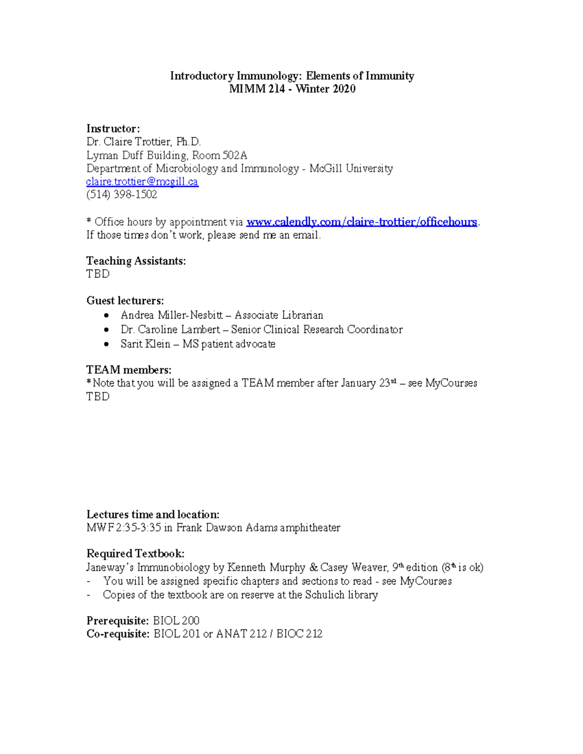 Mimm 214 outline 2020 - Warning: TT: undefined function: 32 Introductory Immunology: Elements of ...