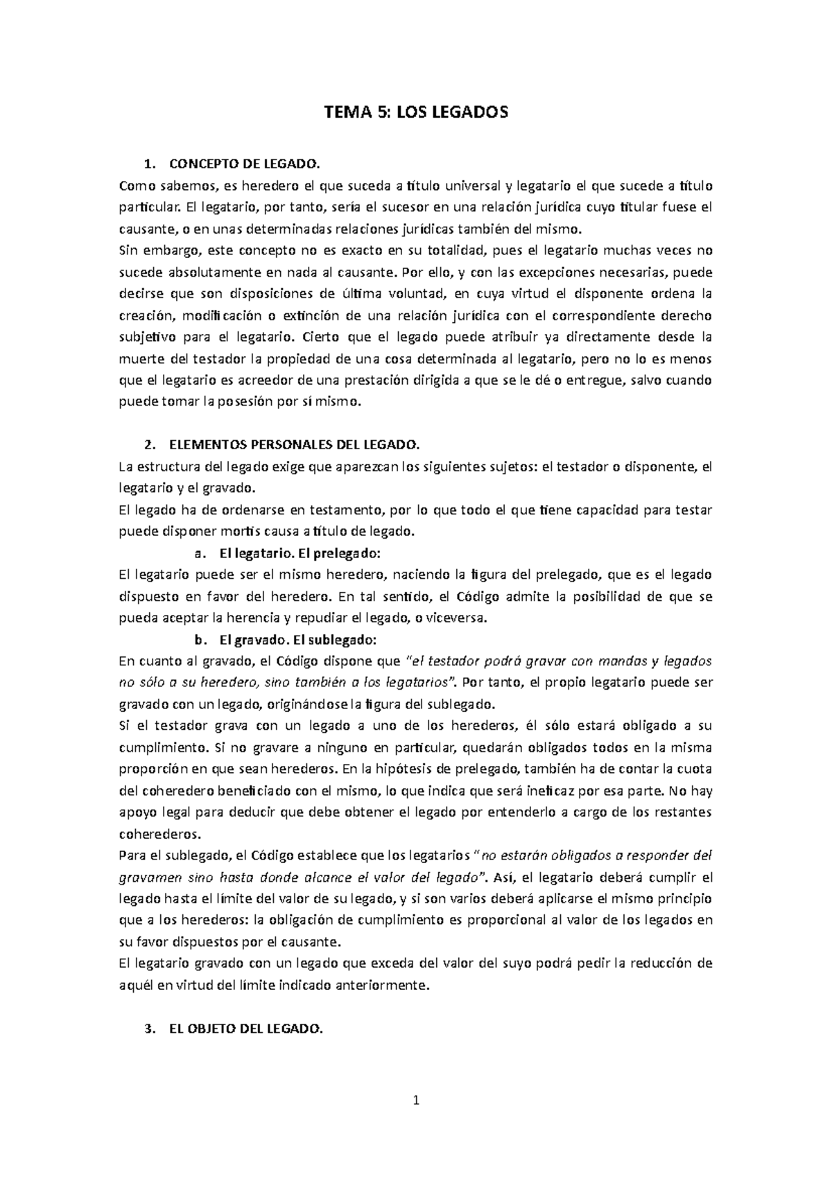 TEMA 5. Bloque II - Apuntes 5 - TEMA 5: LOS LEGADOS 1. CONCEPTO DE ...