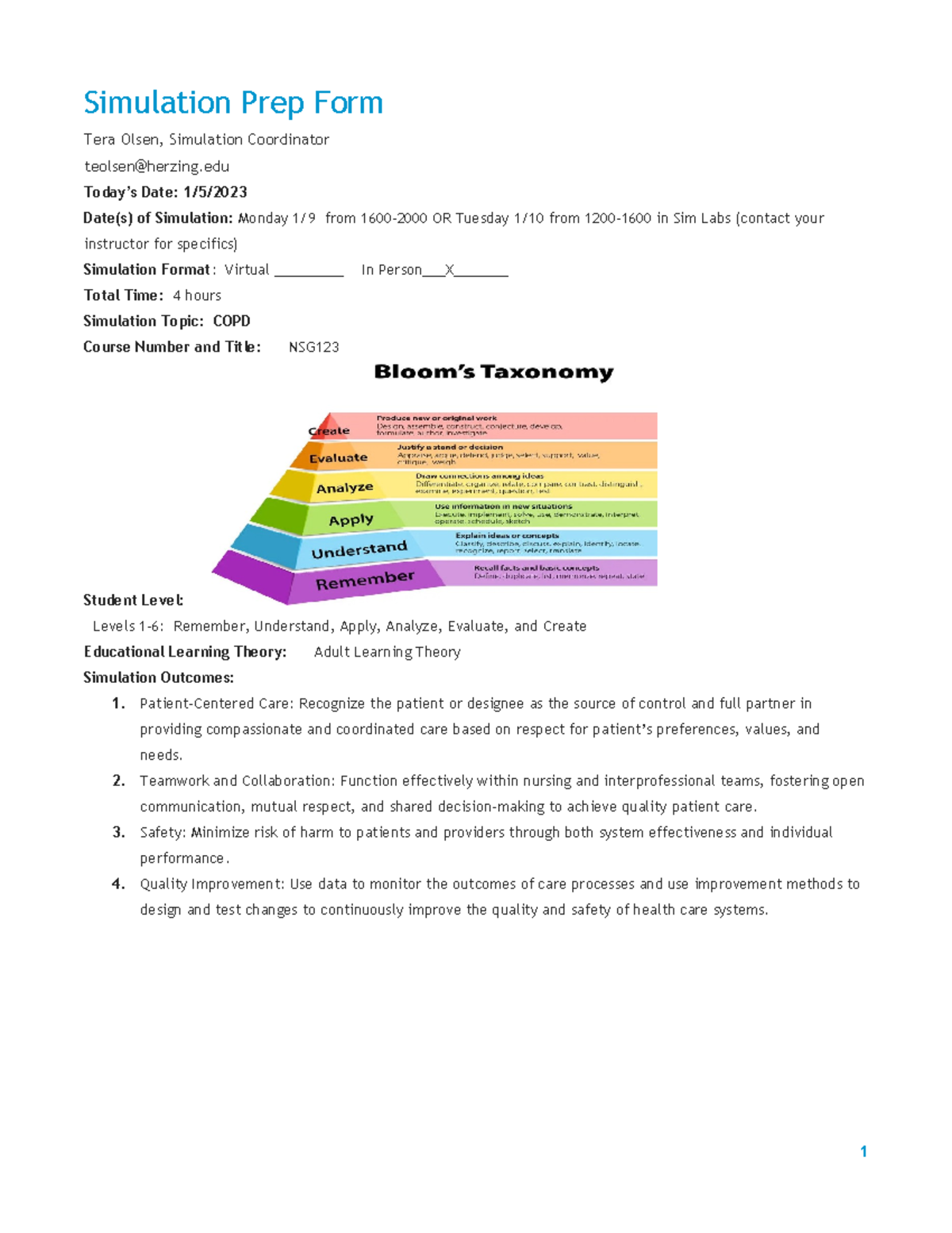 Simulation Prep Form Copdnsg 123 - Simulation Prep Form Tera Olsen ...
