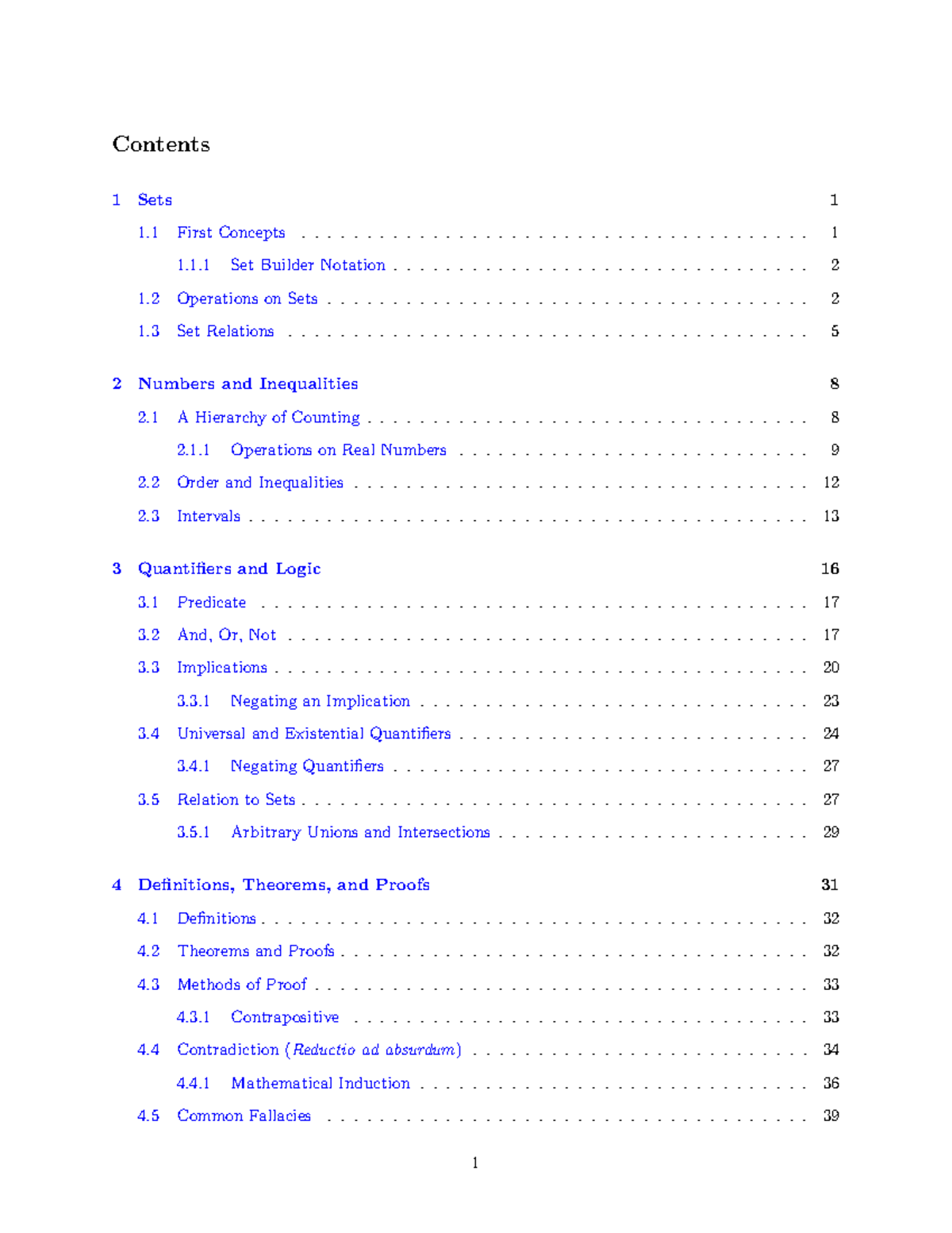 Holden Chapter 1 - MAT137 Notes for UofT - Contents 1 Sets 1 1 First ...
