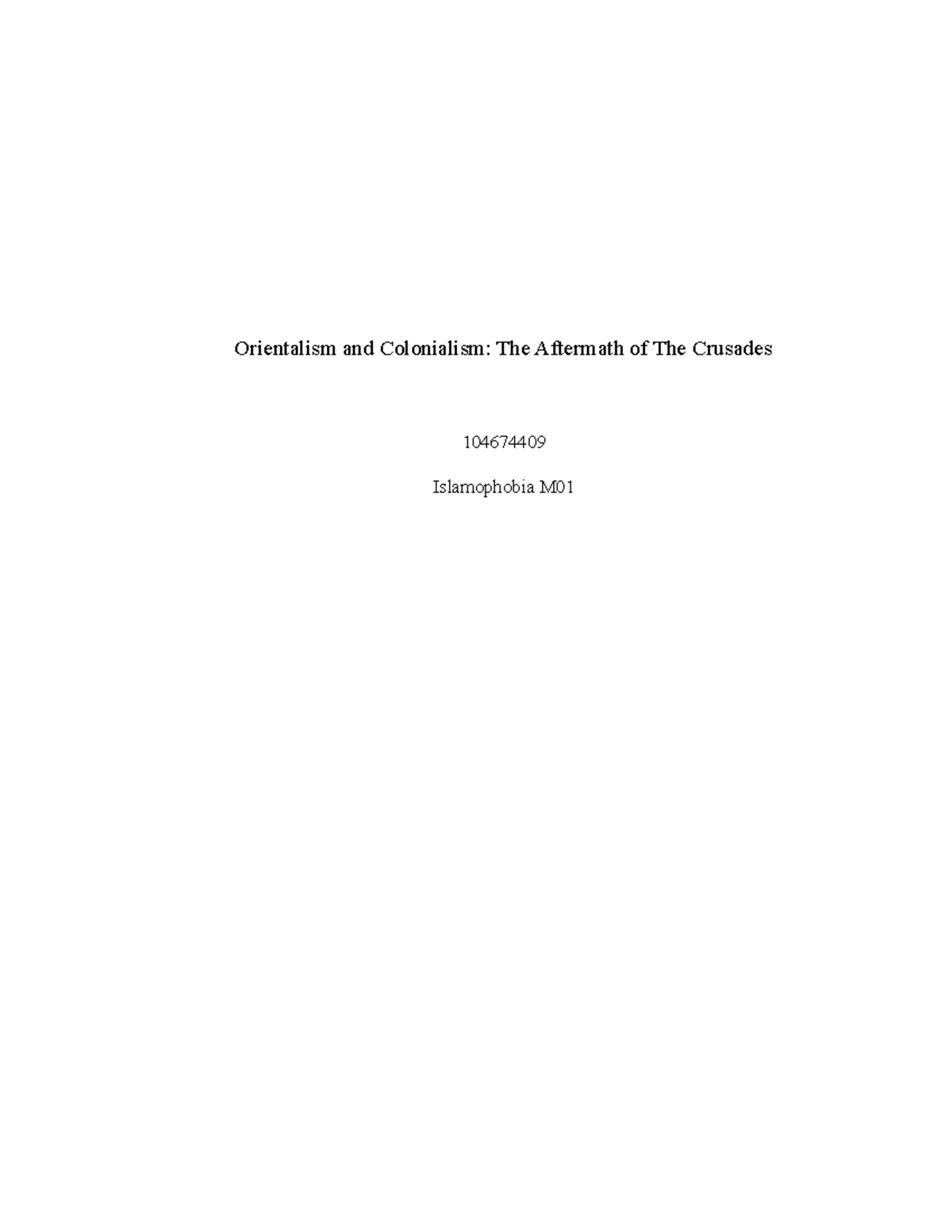 First Paper - Bassem Hassan was the professor, this was a maymester ...