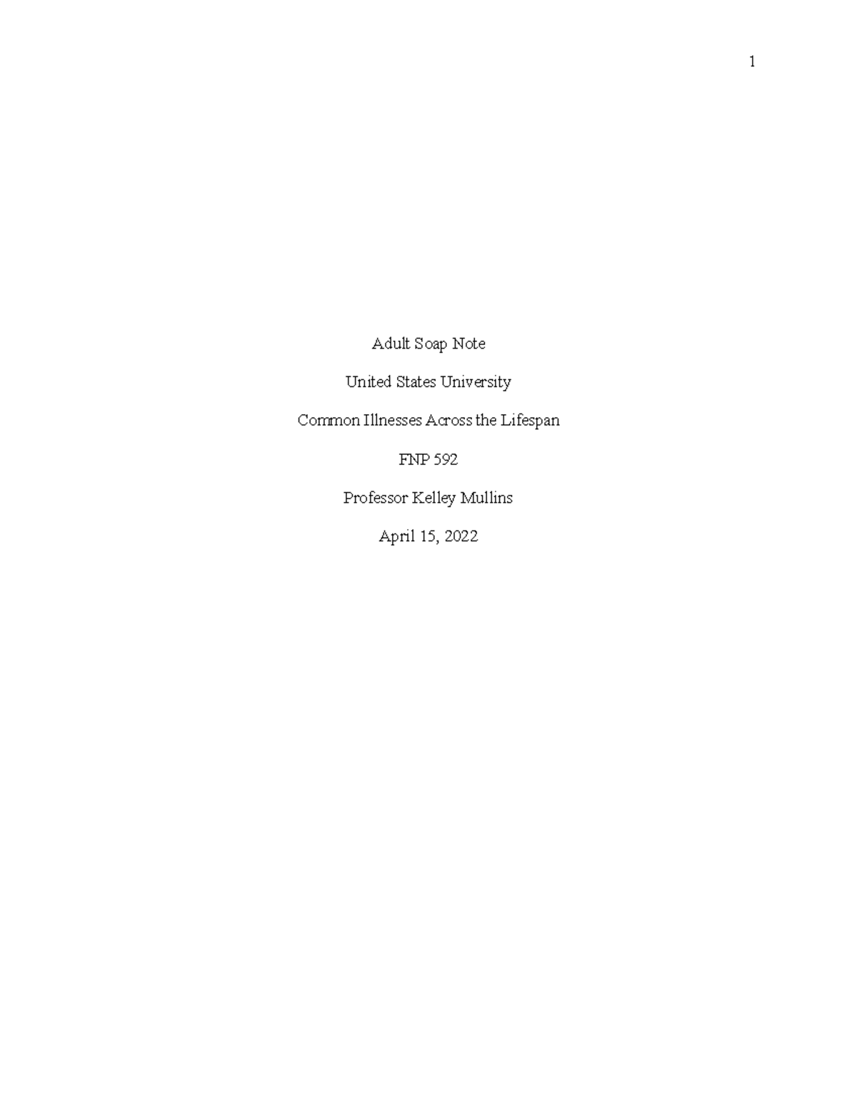 FNP 592-geriatric endocrine disorder Health Soap Note-upload - Adult ...