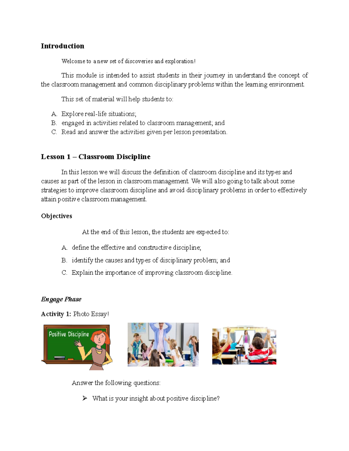 A Lesson Plan for High school - Introduction Welcome to a new set of ...