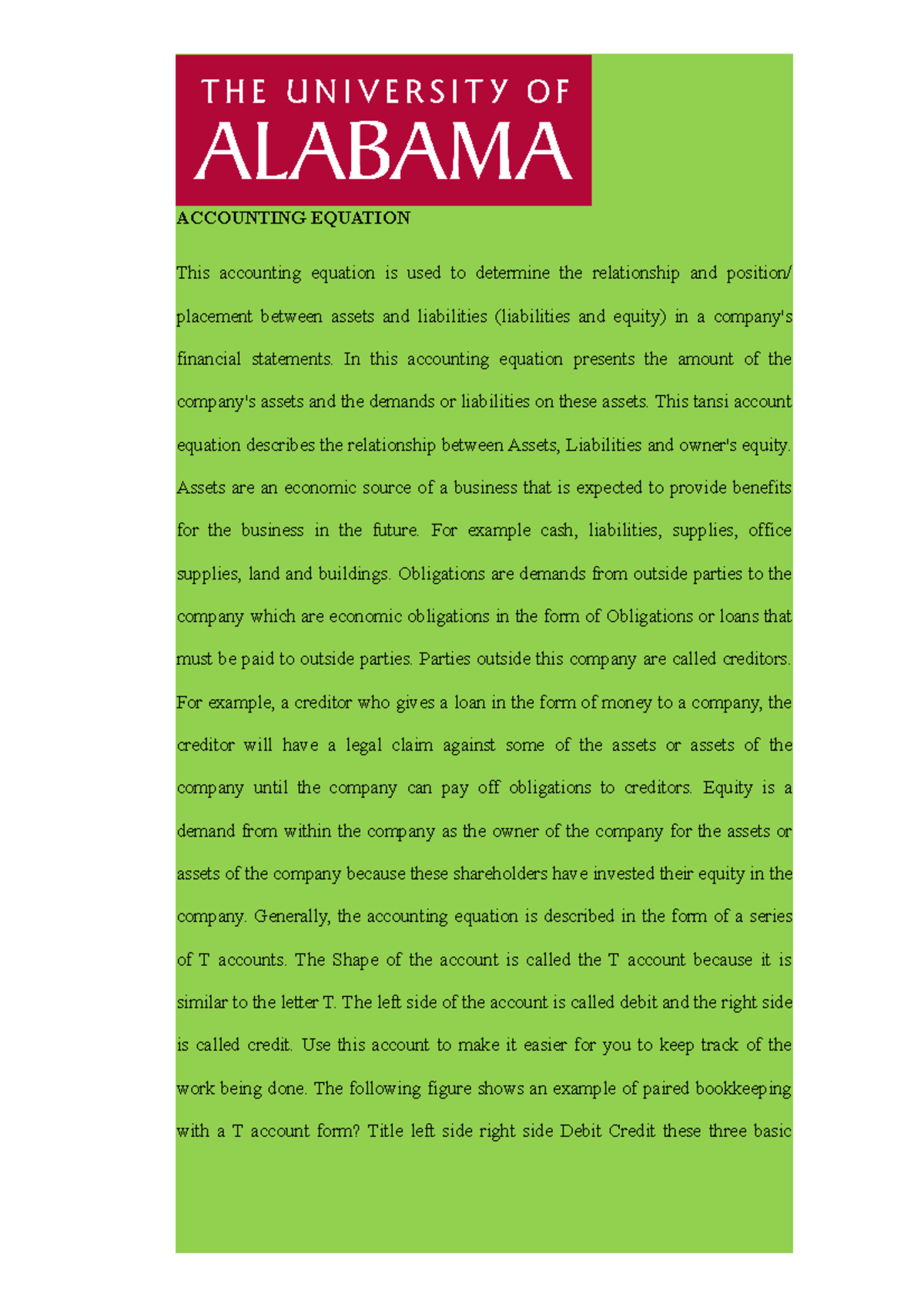 Documents College Accounting Accounting Equation Accounting