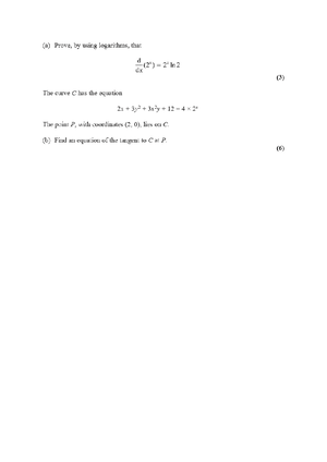 A2 Differentiation Rates of Change Questions - Studocu