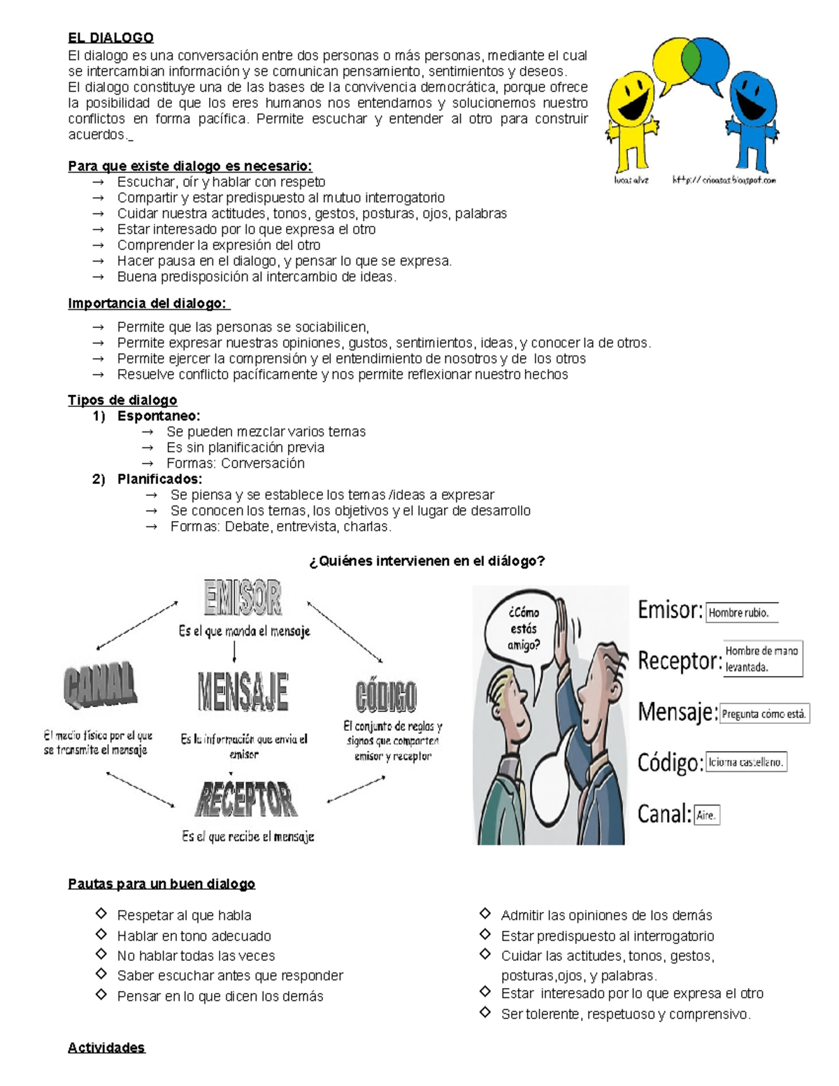 EL Dialogo - EL DIALOGO El dialogo es una conversación entre dos ...