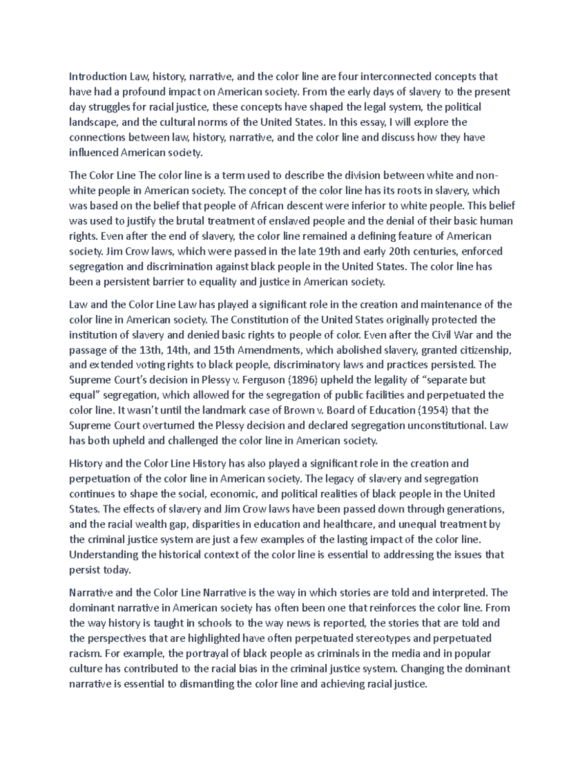 Law, History, Narrative and the Color Line - Introduction Law, history ...