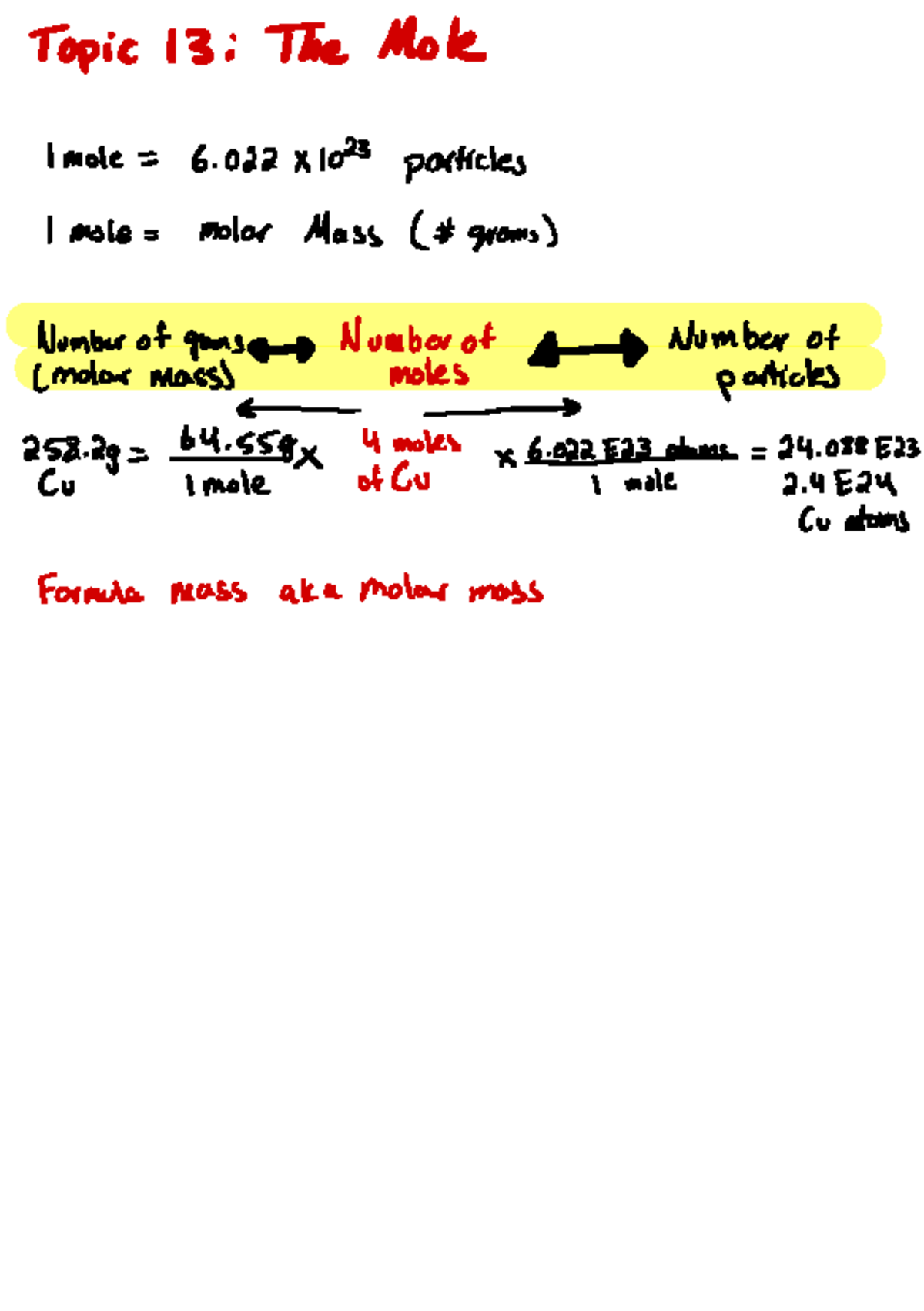 Chemistry 102 Lecture topic 13 notes - To p i c 13 : The Mole 1 mole ...