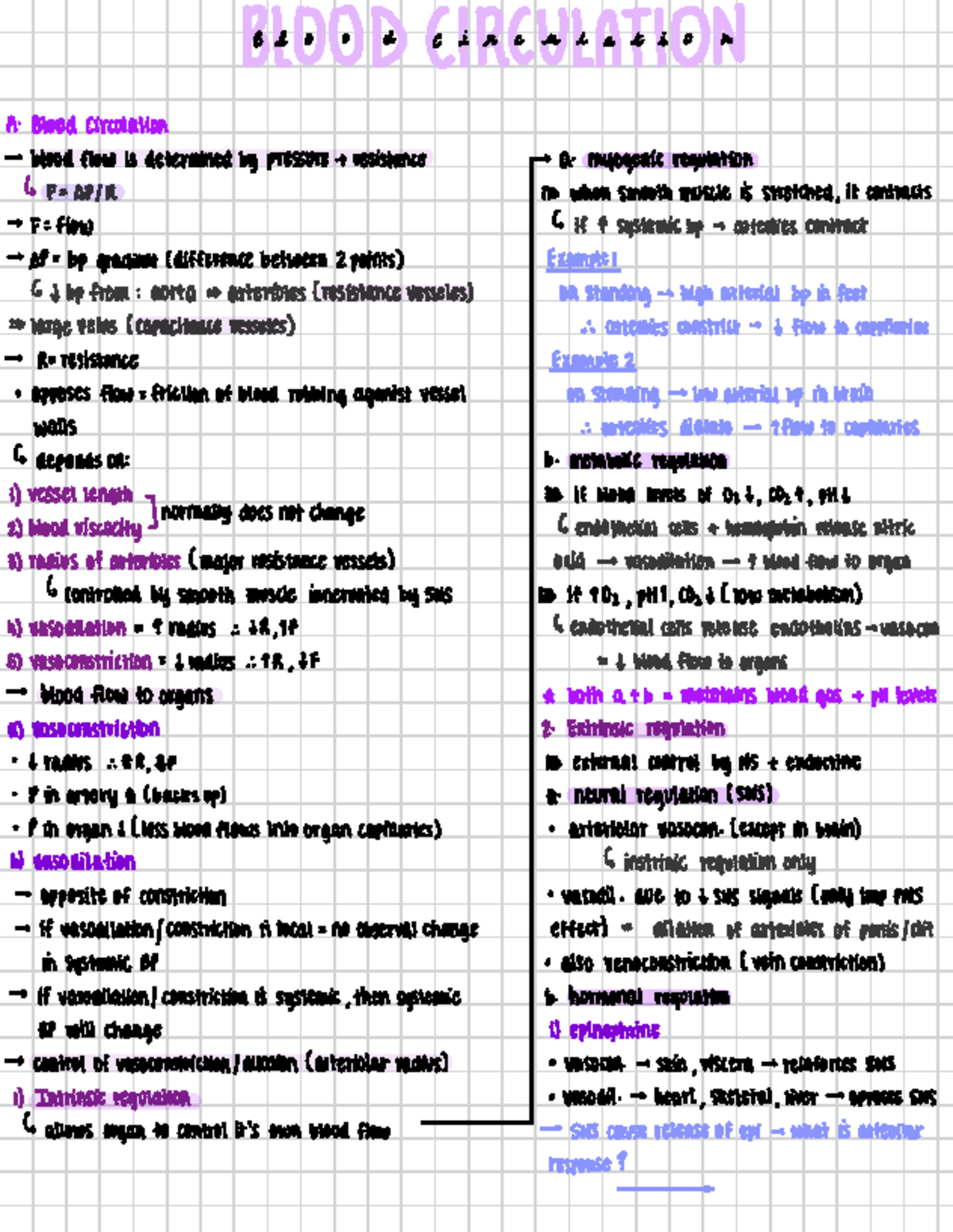 Blood Circulation - Notes - 38 D CIRCULAFOI A. Blood Circulation blood ...