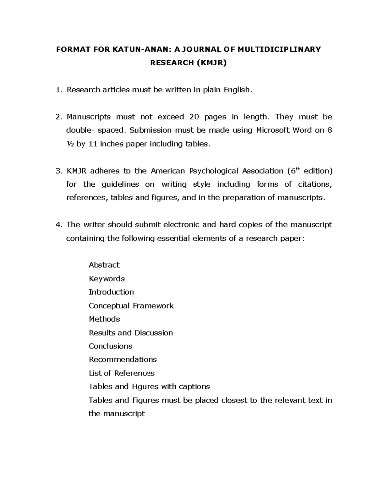Format For Making A Journal FORMAT FOR KATUN ANAN A JOURNAL OF