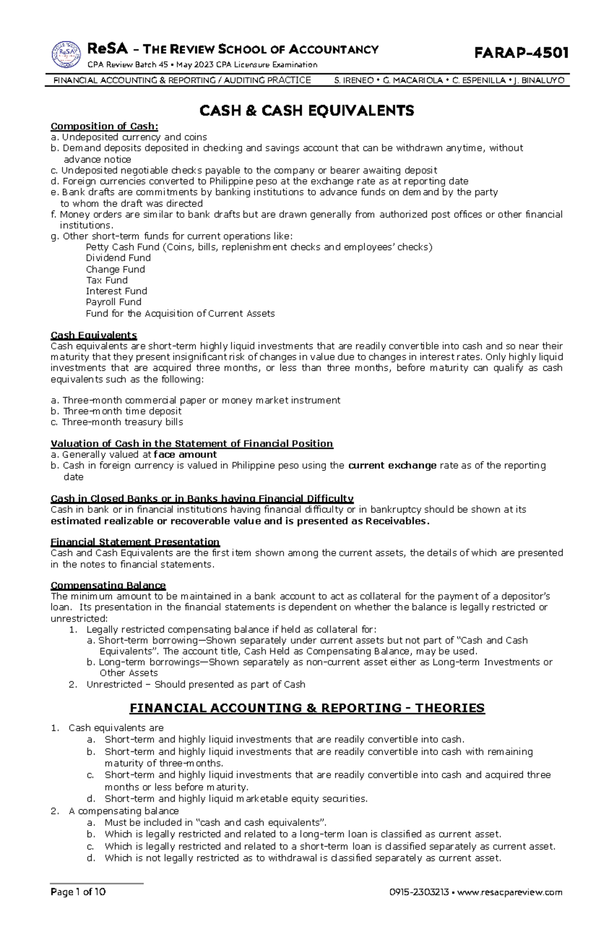 RESA FAR MT - RESA FINANCIAL ACCOUNTING AND REPORTING MATERIALS - ReSA ...