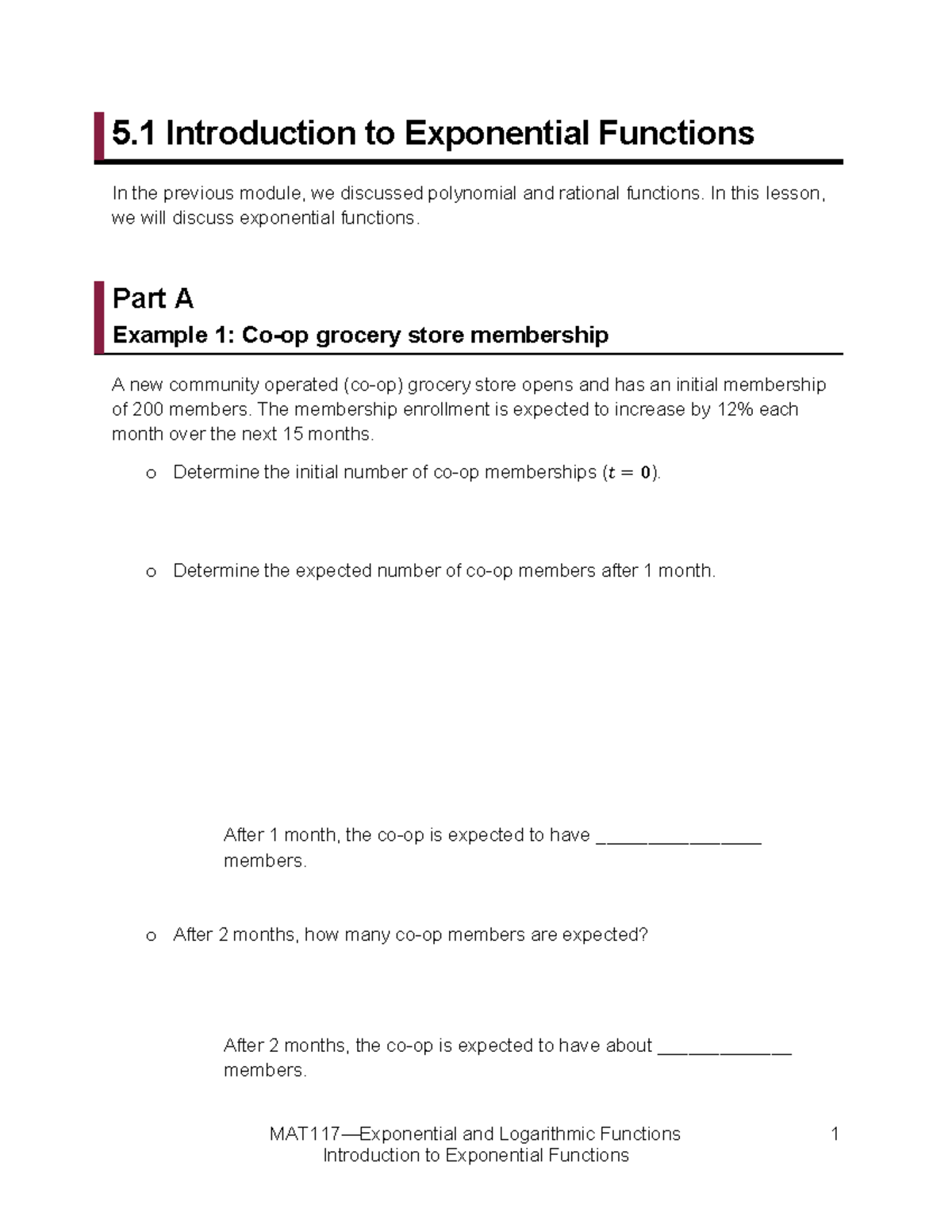 Mat117 5 1 Introduction To Exponential Functions 1 Mat117