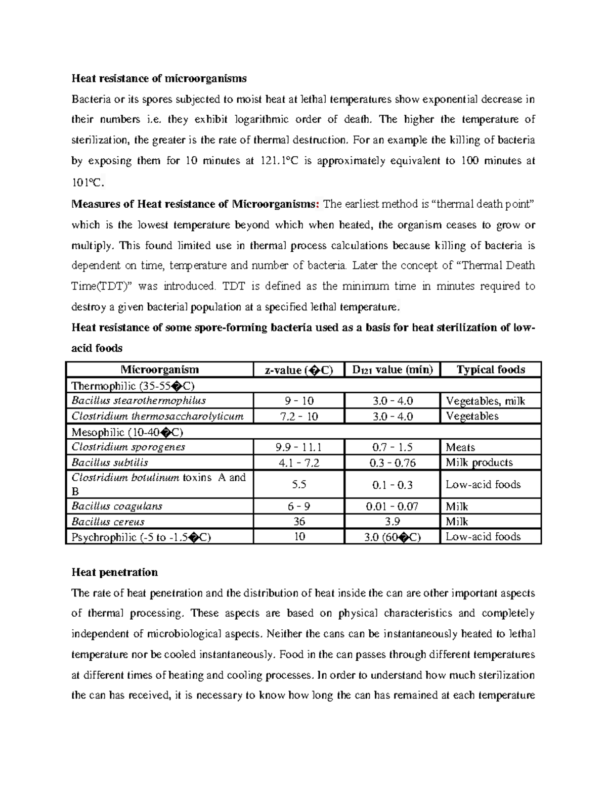 Heat resistance, Heat penetration, Thermal death curve - Heat ...