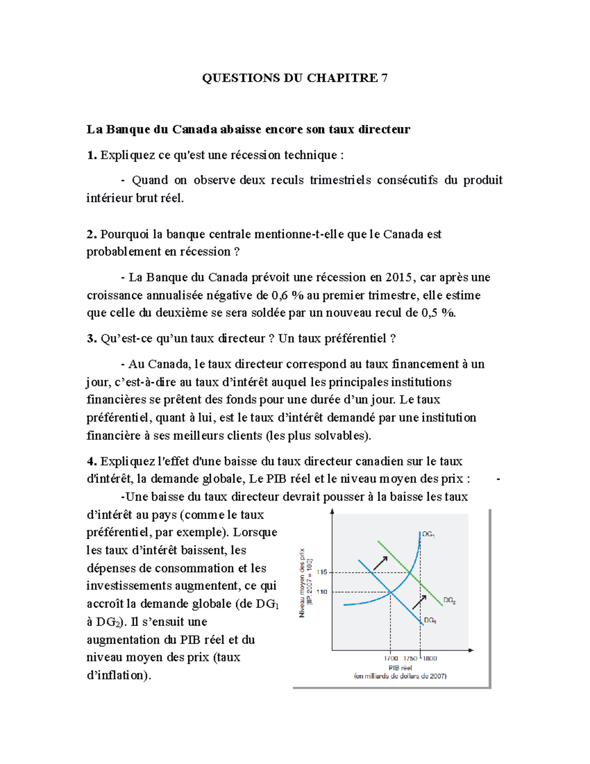 Question du chapitre 7 - QUESTIONS DU CHAPITRE 7 La Banque du Canada ...