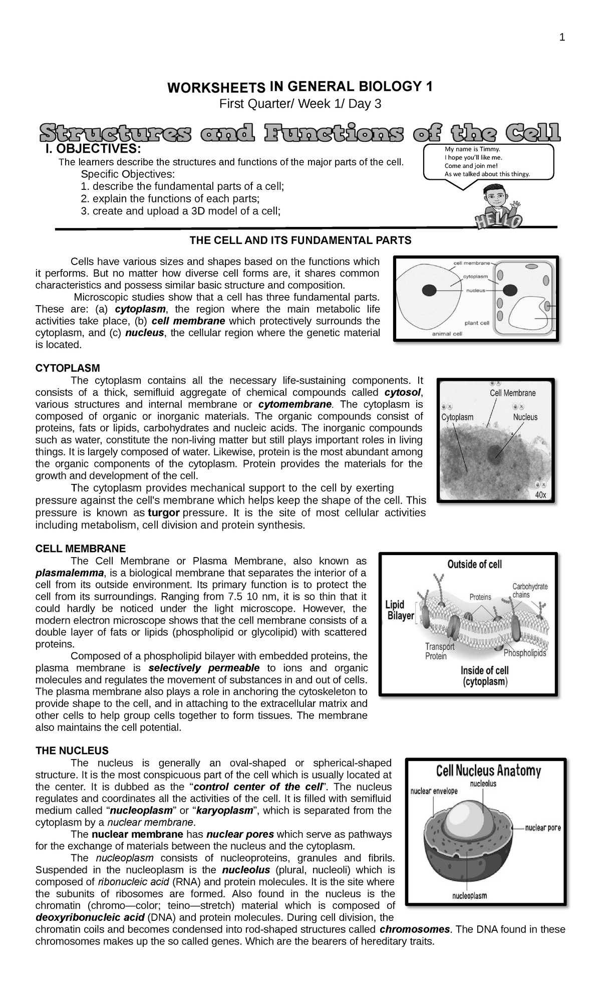 Worksheets IN General Biology 1 (day 3 and 4) - 1 WORKSHEETS IN GENERAL ...
