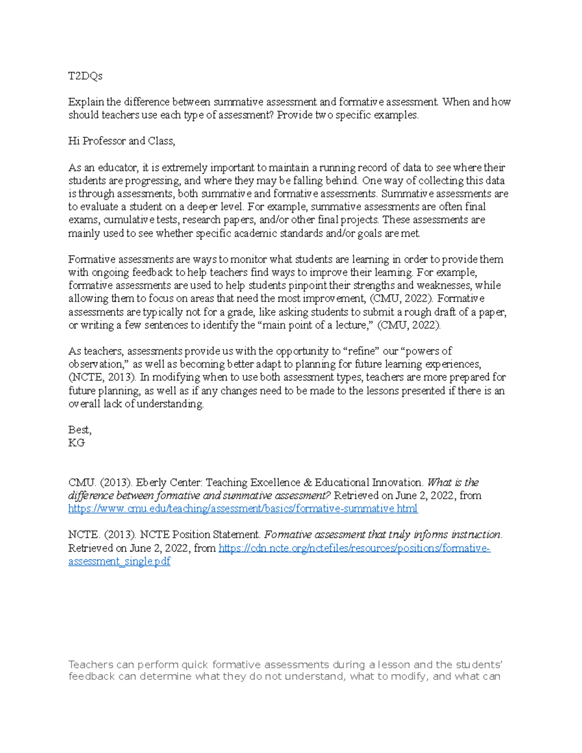 T2DQs - Discussion questions and responses - T2DQs Explain the ...