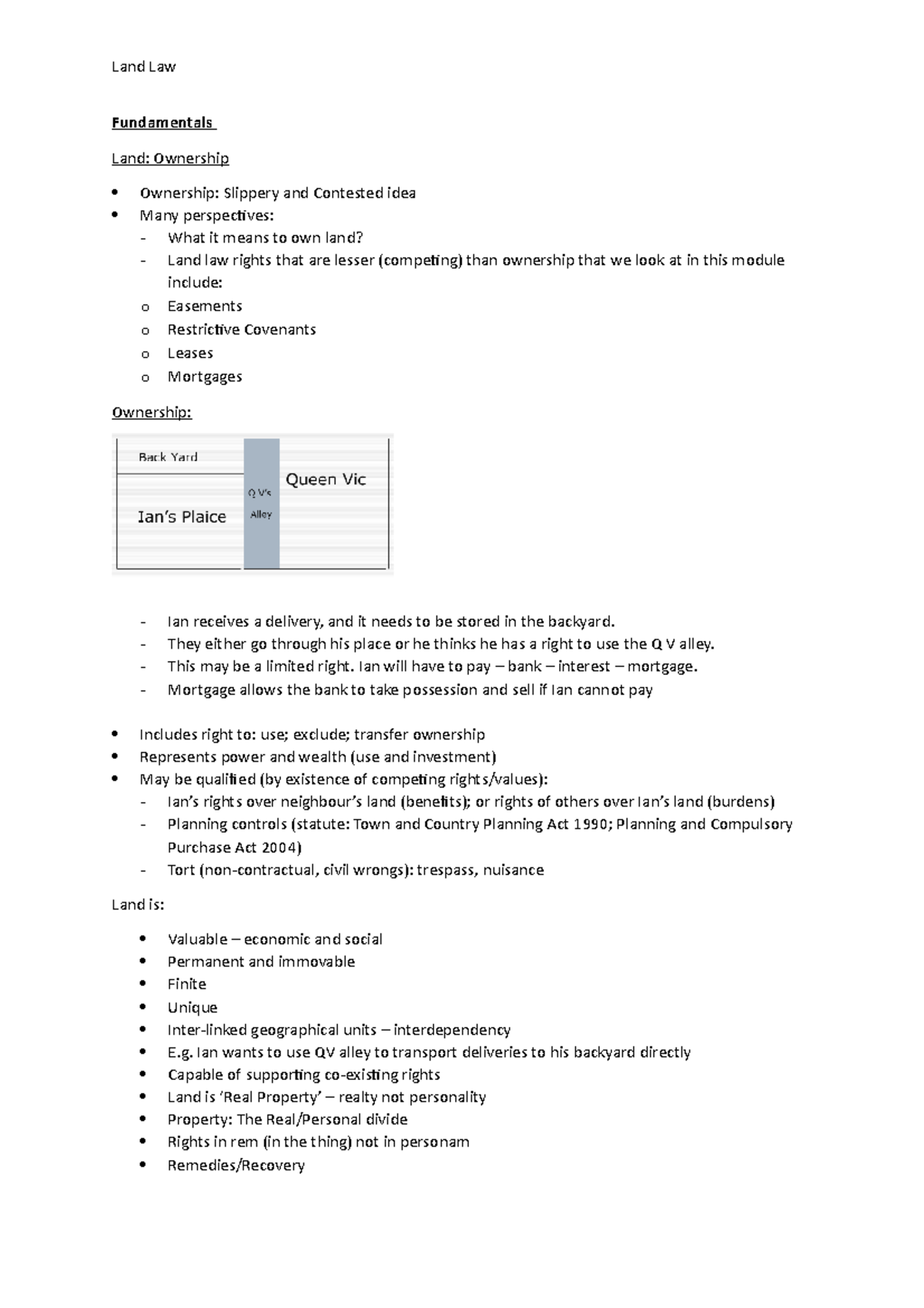 Fundamentals lecture notes - Fundamentals Land: Ownership Ownership ...