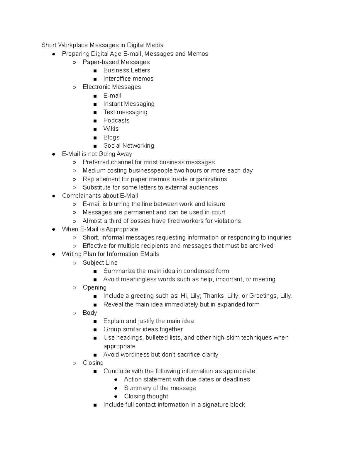 Week 3- Instruction Notes - Short Workplace Messages in Digital Media ...