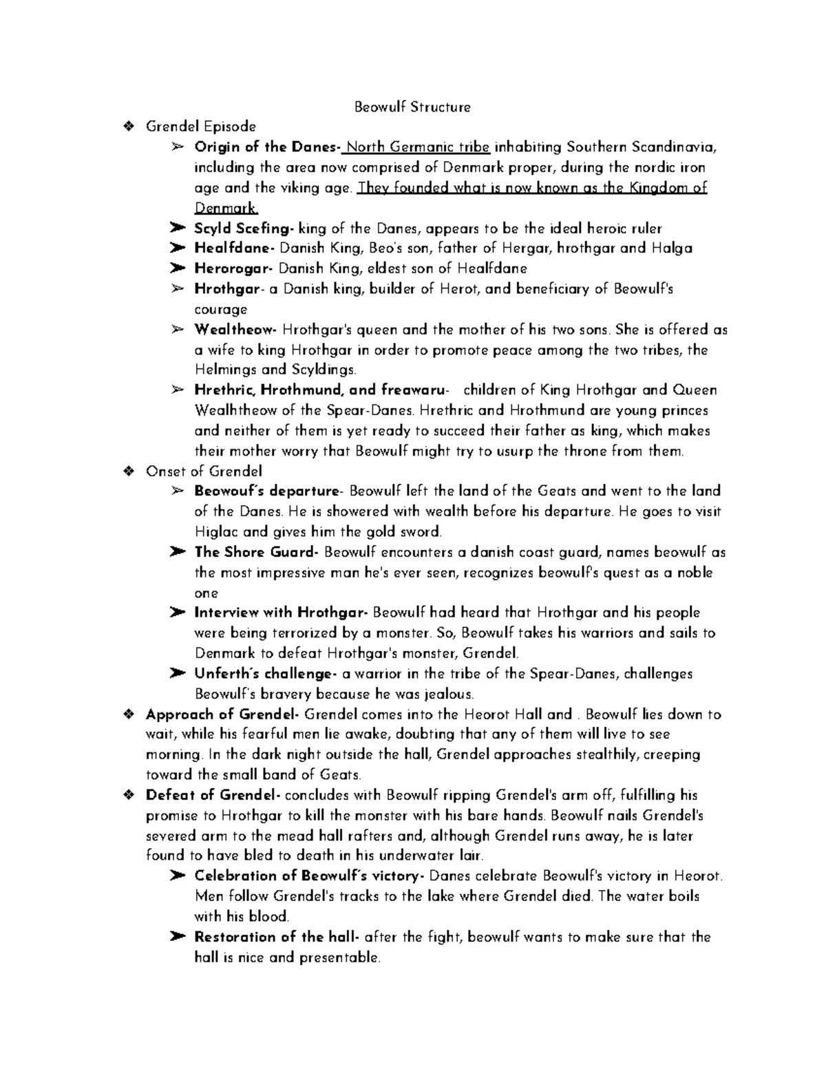 Brit Lit Unit One Review - Beowulf Structure Grendel Episode Origin of ...