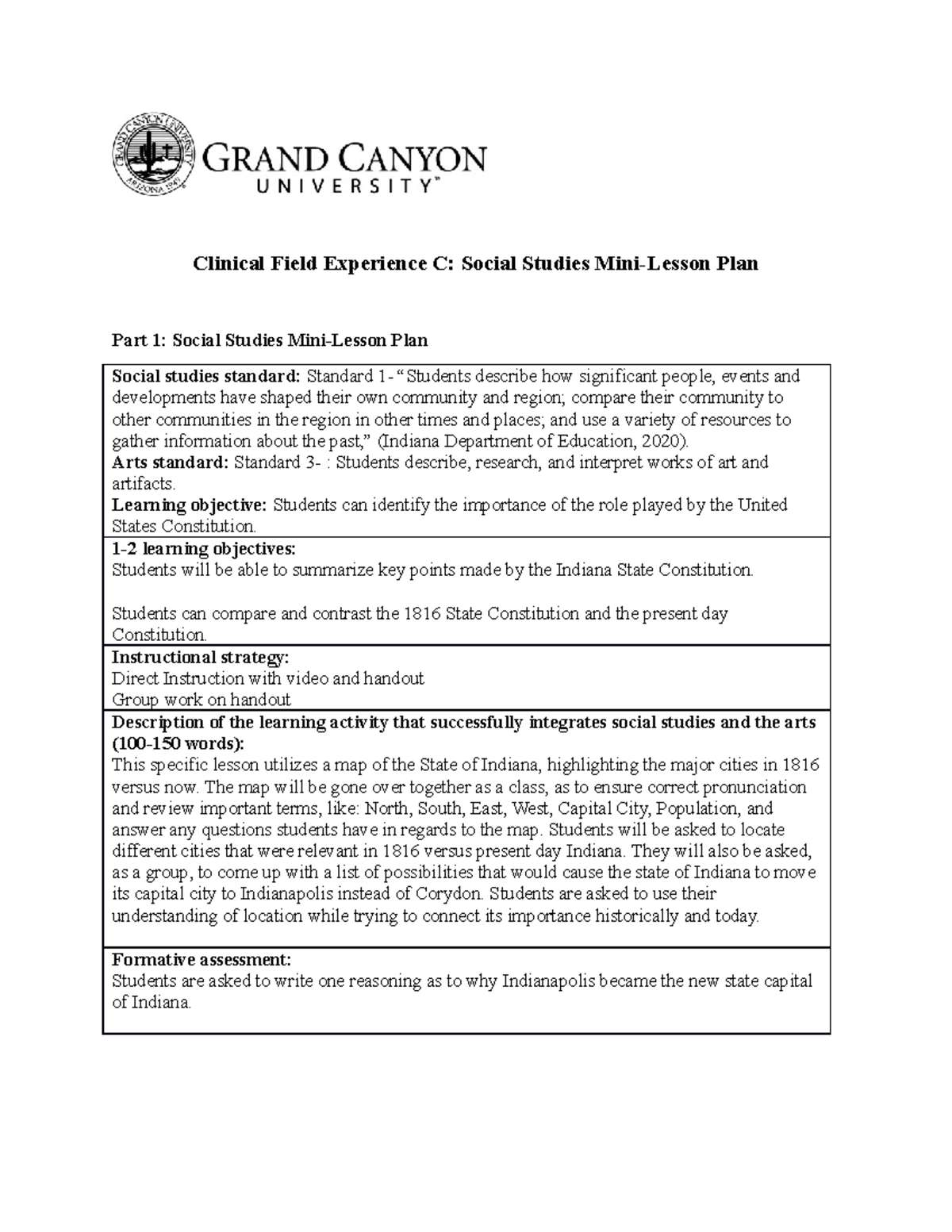 ELM-550-T4-Clinical Field Experience C Mini Lesson Plan - Clinical ...